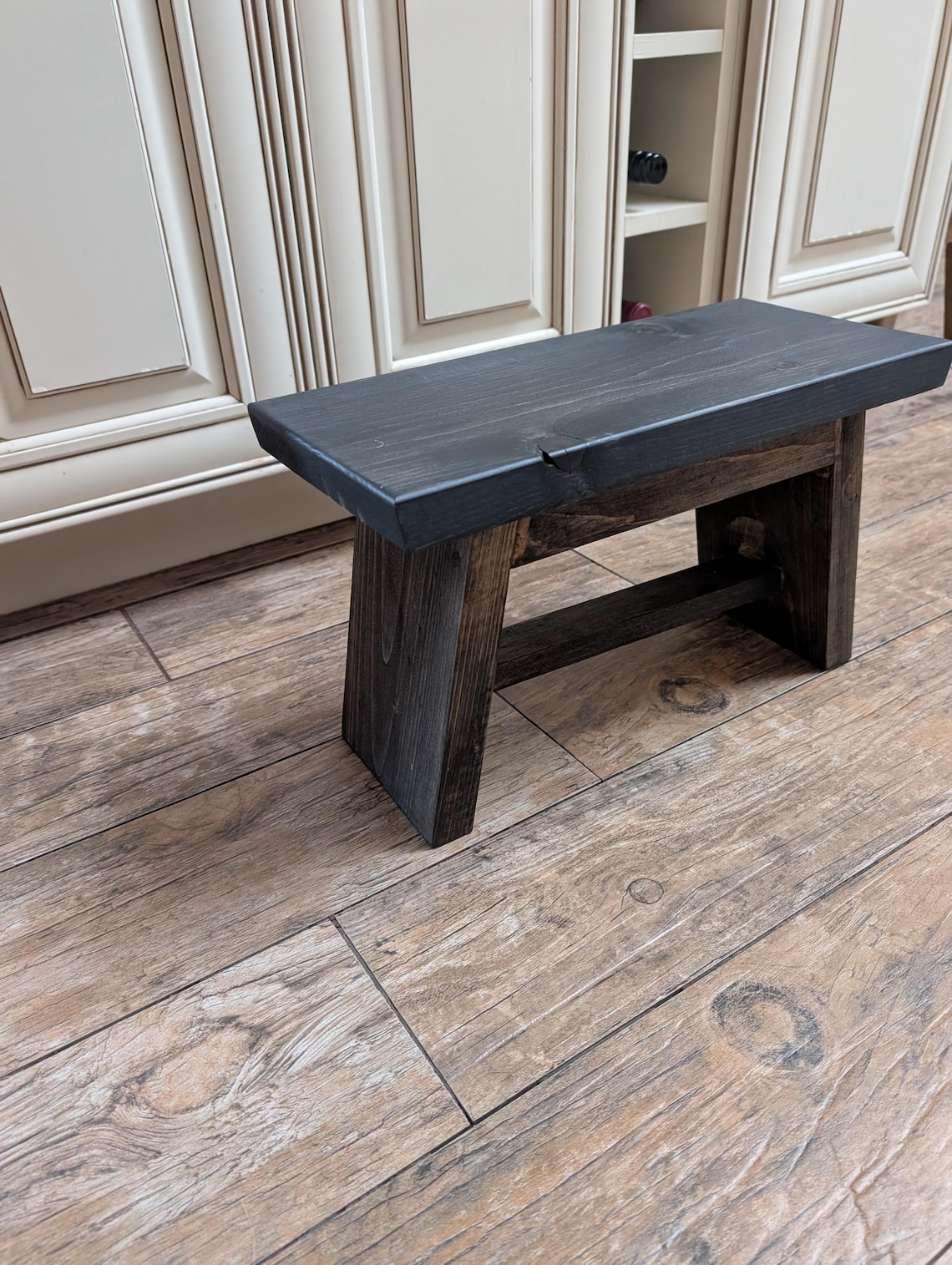 Handcrafted Rustic Wooden Step Stool: Farmhouse Kitchen Decor (15.5x8 ...