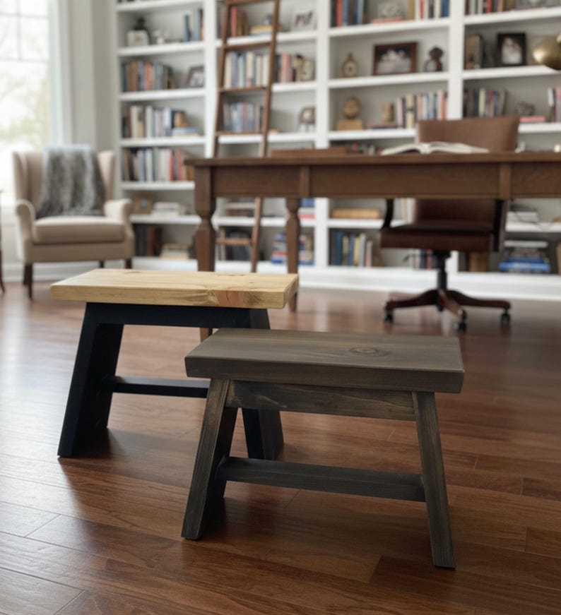 Handcrafted Rustic Wooden Step Stool: Farmhouse Kitchen Decor (14x7 ...