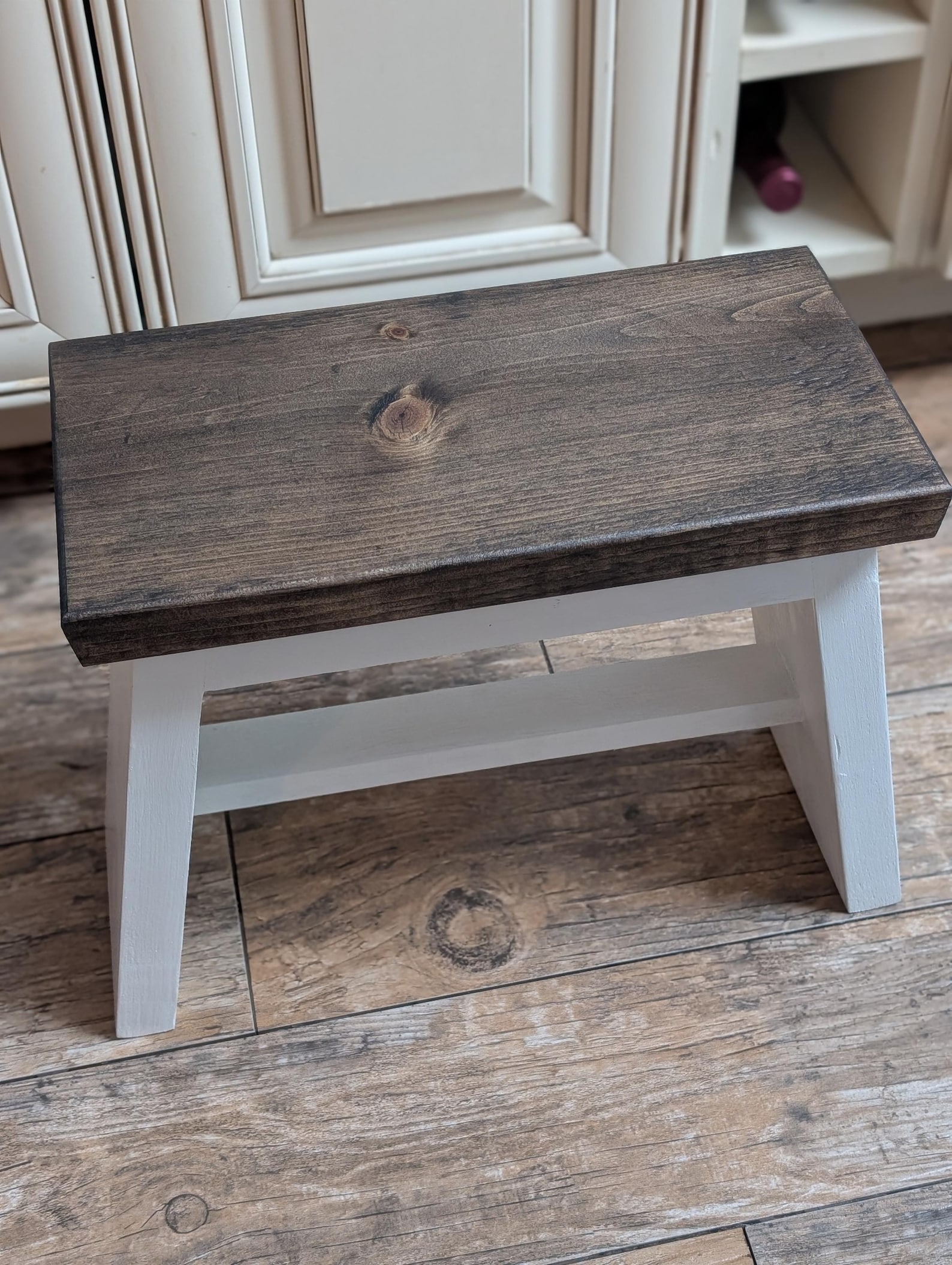 Handcrafted Rustic Wooden Step Stool: Farmhouse Kitchen Decor (15.5x8 ...