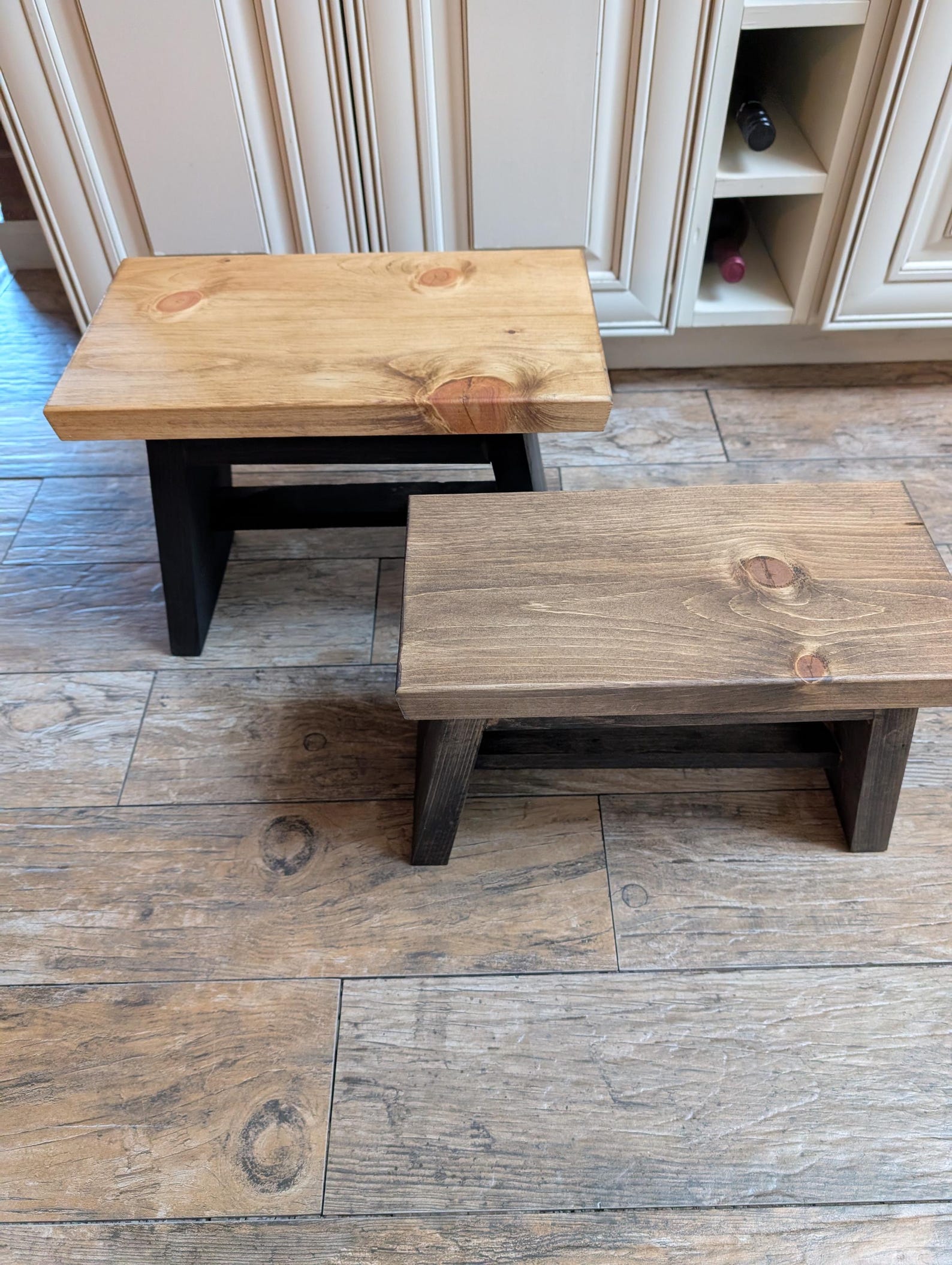 Handcrafted Rustic Wooden Step Stool: Farmhouse Kitchen Decor (15.5x8 ...