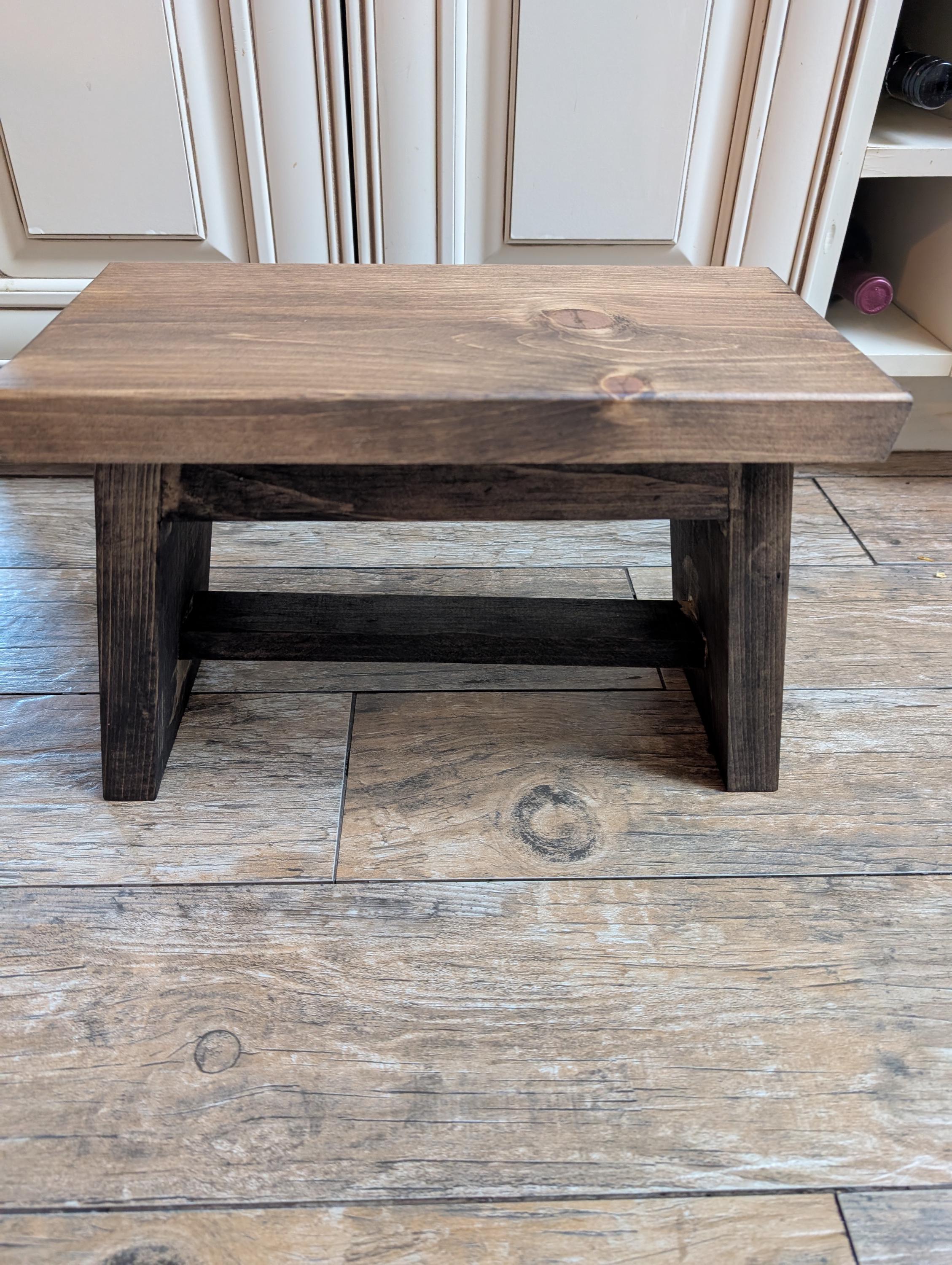 Handcrafted Rustic Wooden Step Stool: Farmhouse Kitchen Decor (15.5x8 ...