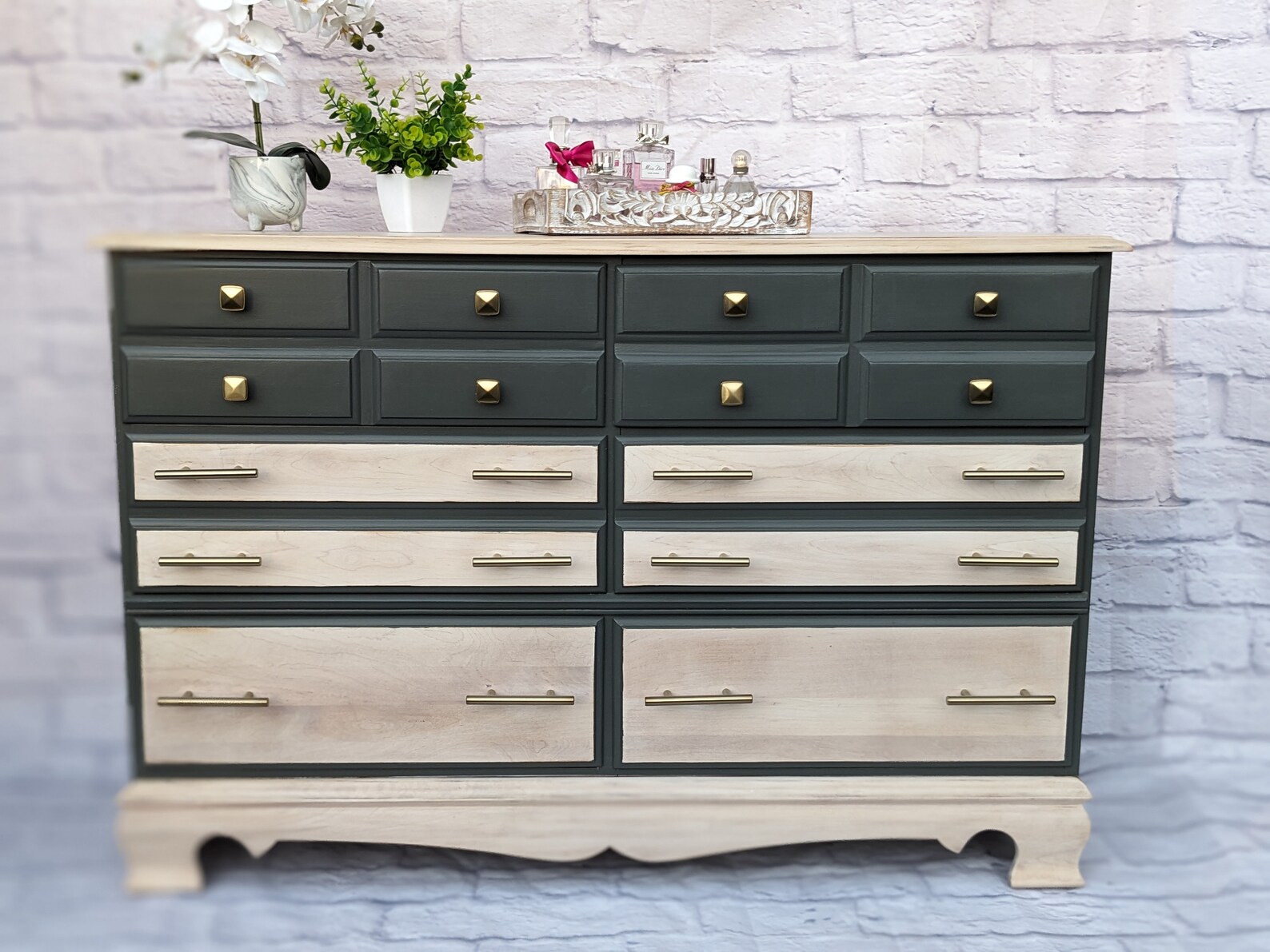 Sold...beautiful 6 Drawer Wood Dresser Refinished Farm House Chic - Etsy