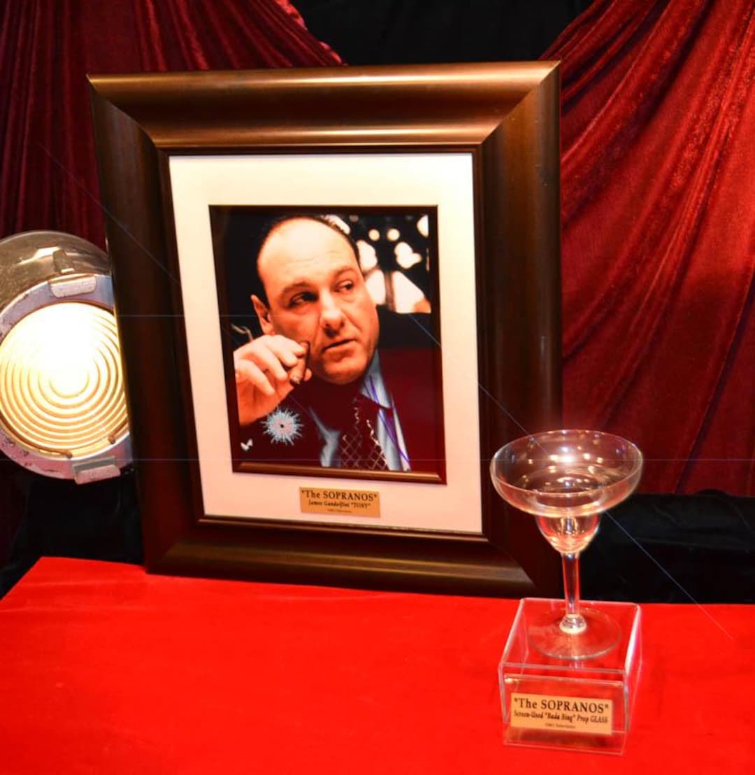 Sopranos PROP Glass, From Bada Bing Set, + Signed James Gandolfini ...