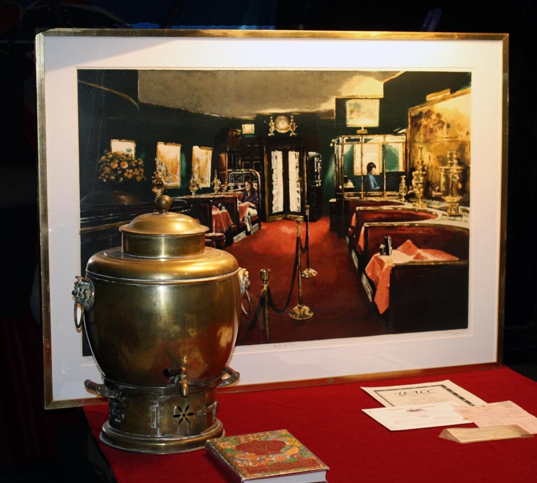 Vintage Harry Mccormick Russian Tea Room Serigraph, Brass Samovar ...