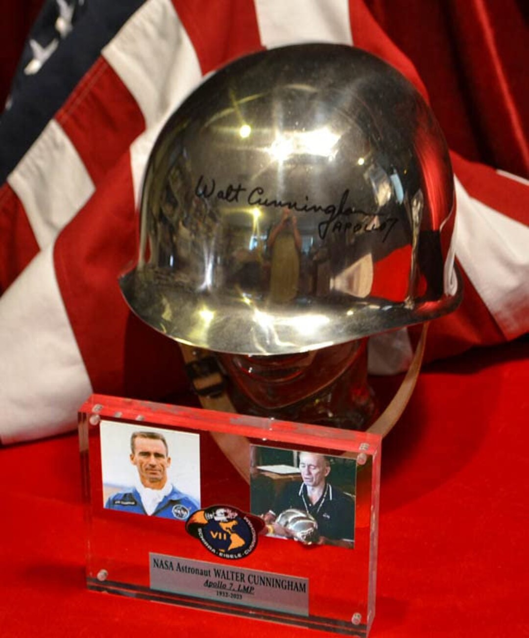 Walt Cunningham Signed Apollo 7 USMC Helmet: NASA Autograph, COA ...