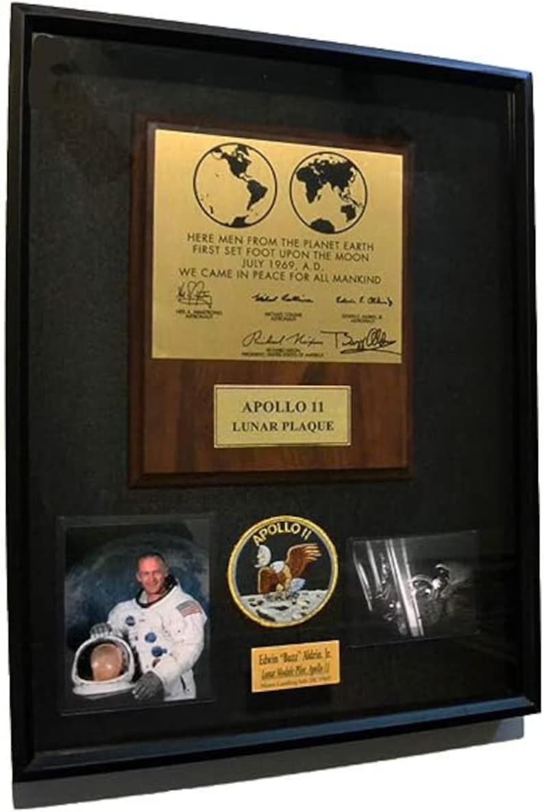 Apollo 11 BUZZ ALDRIN Signed Moon Landing Plaque, Autographed Display ...