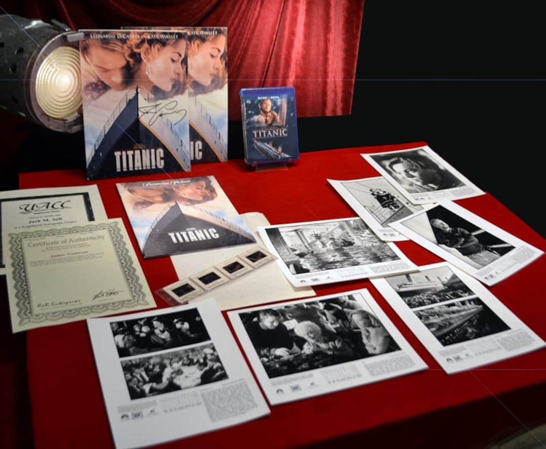 Signed JAMES CAMERON Autograph, Titanic Press Kit, COA Dvd, Slides ...