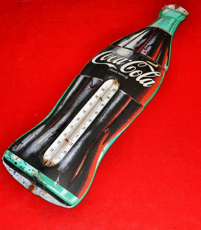 COCA COLA Bottle Working THERMOMETER Tall Vintage 29 Original 1960 Tin ...
