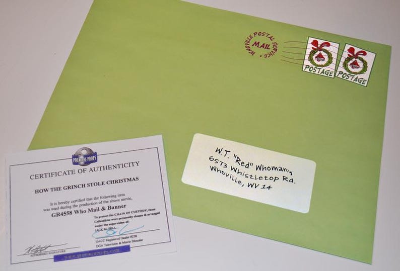 Grinch Movie Prop: Whoville Post Office Mail Envelope With COA - Etsy