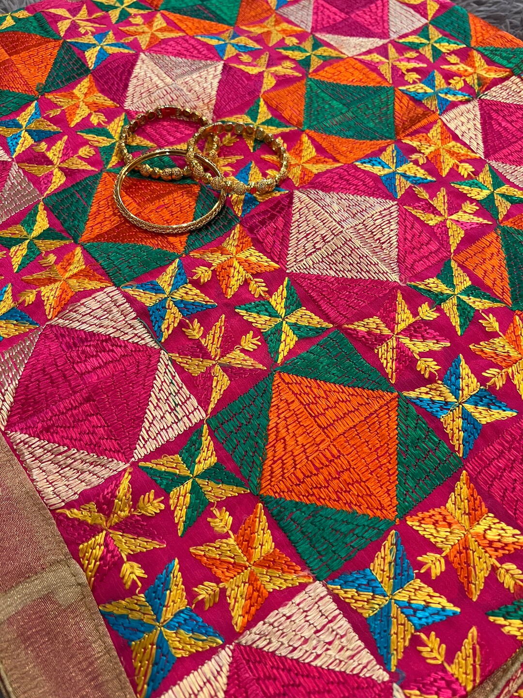 Beautiful Handmade Heavy Pink Phulkari Dupatta - Etsy