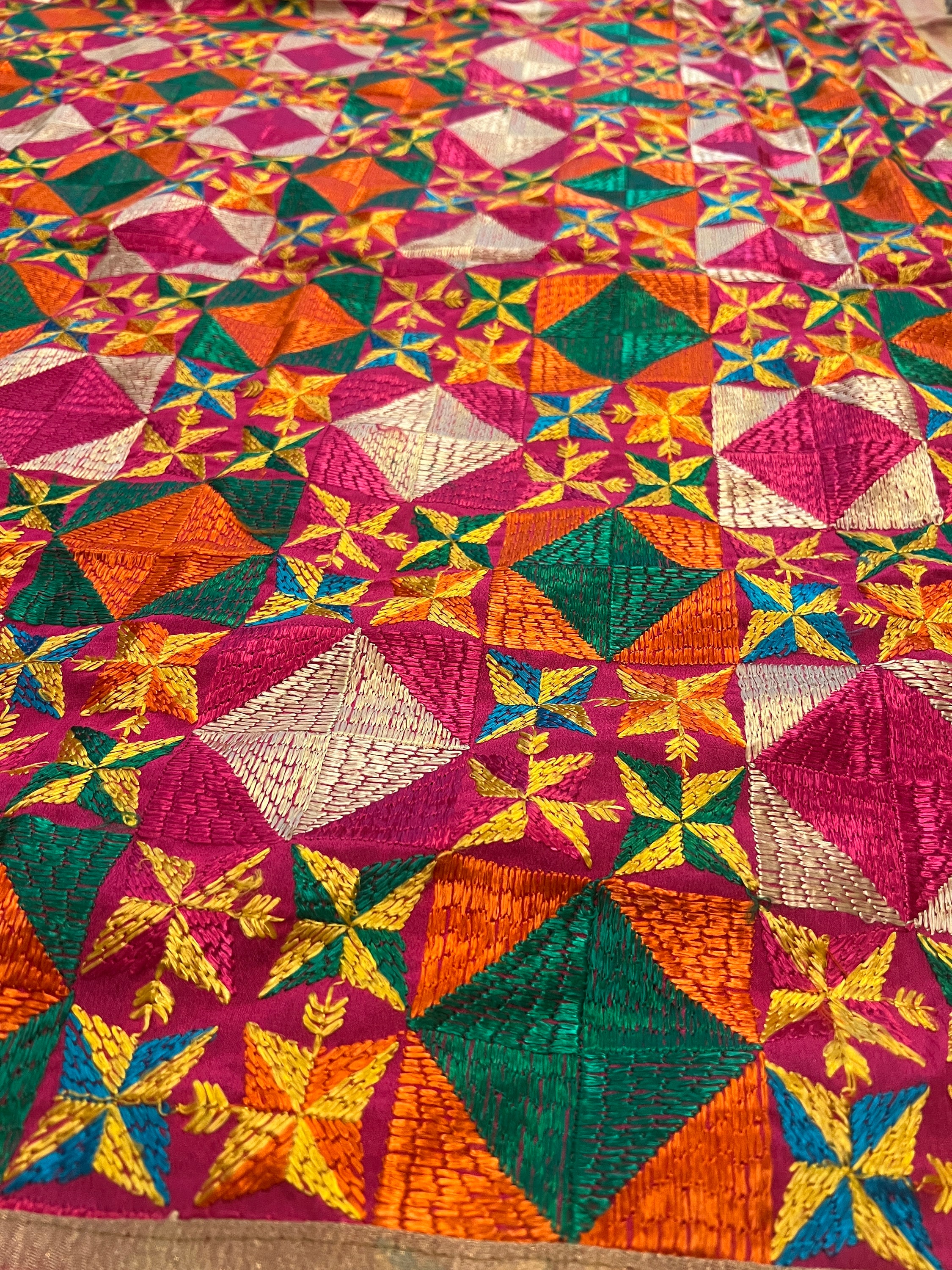 Beautiful Handmade Heavy Pink Phulkari Dupatta - Etsy