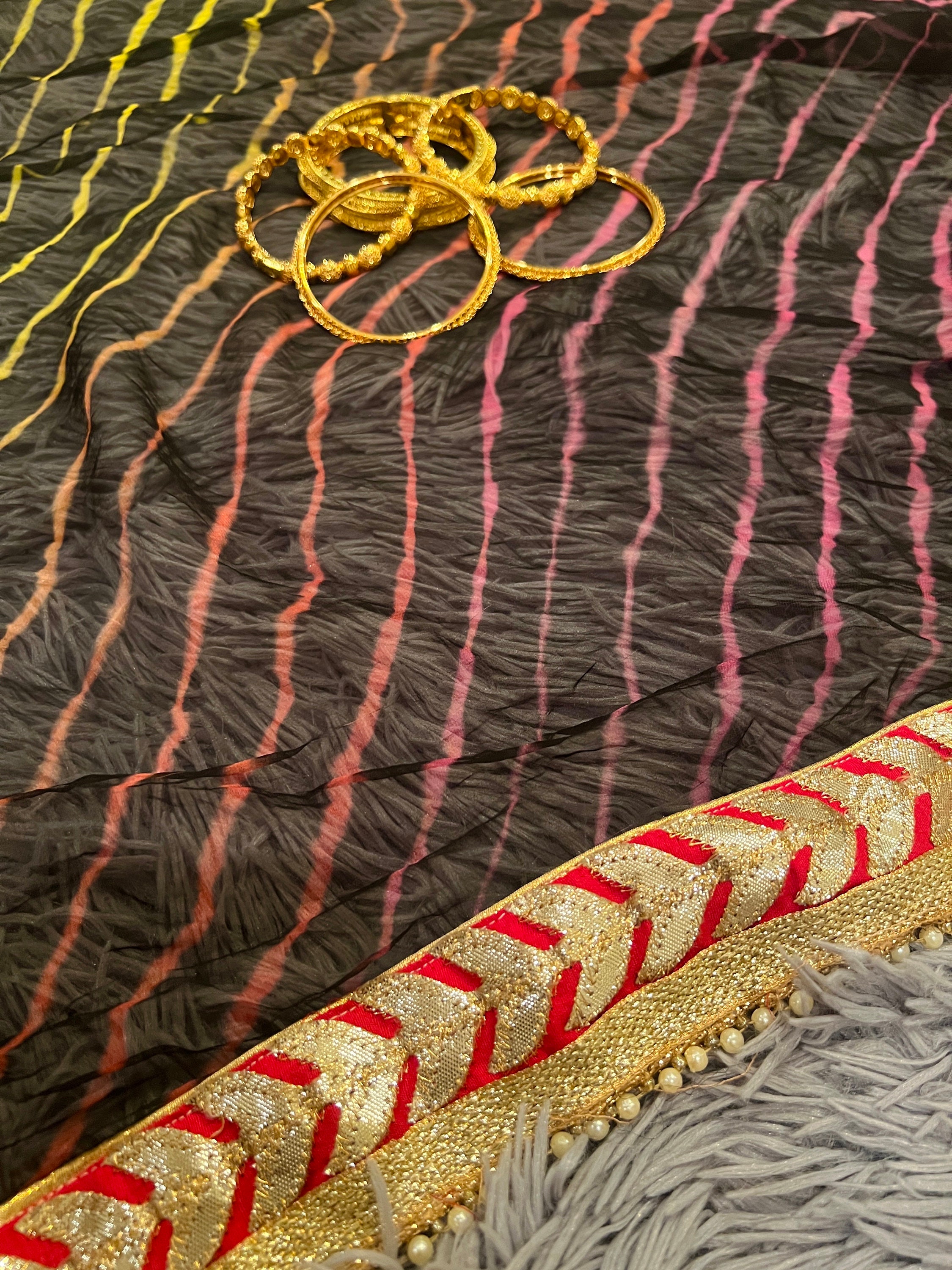 Beautiful Black Chunni Dupatta With Gold Red Embroidery and Beads for ...