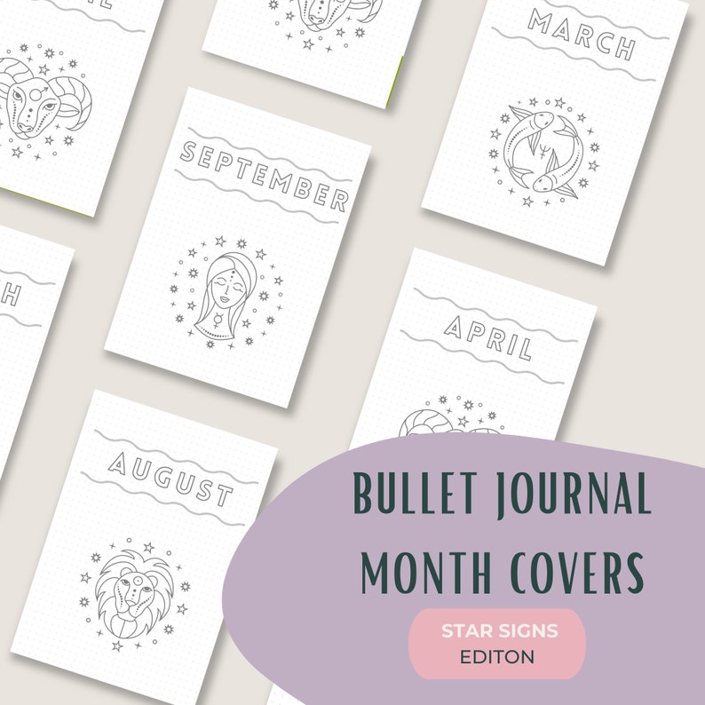 Bullet Journal Month Covers Star Signs Edition 12 Months Differents ...