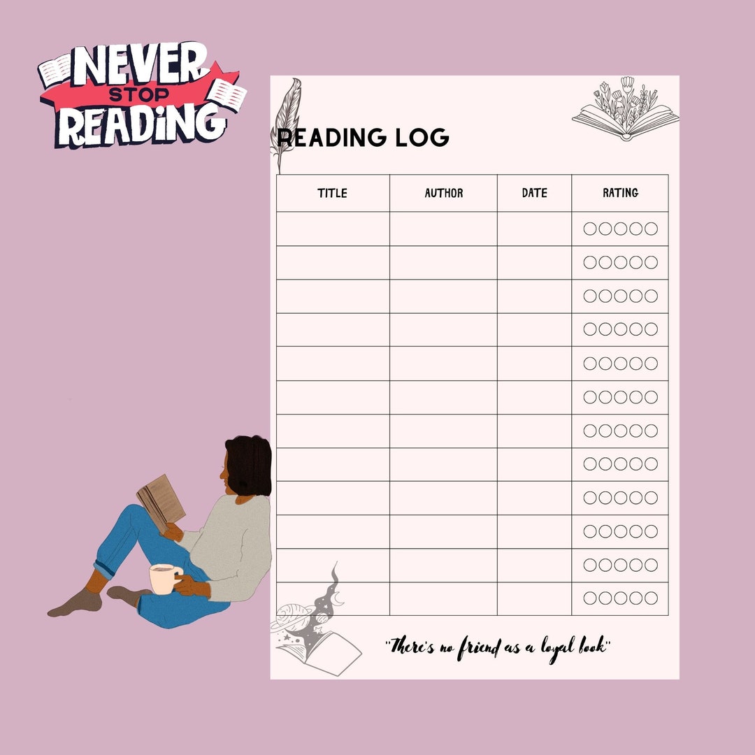 Readin Log Printable Reading Tracker Book Log Instant - Etsy