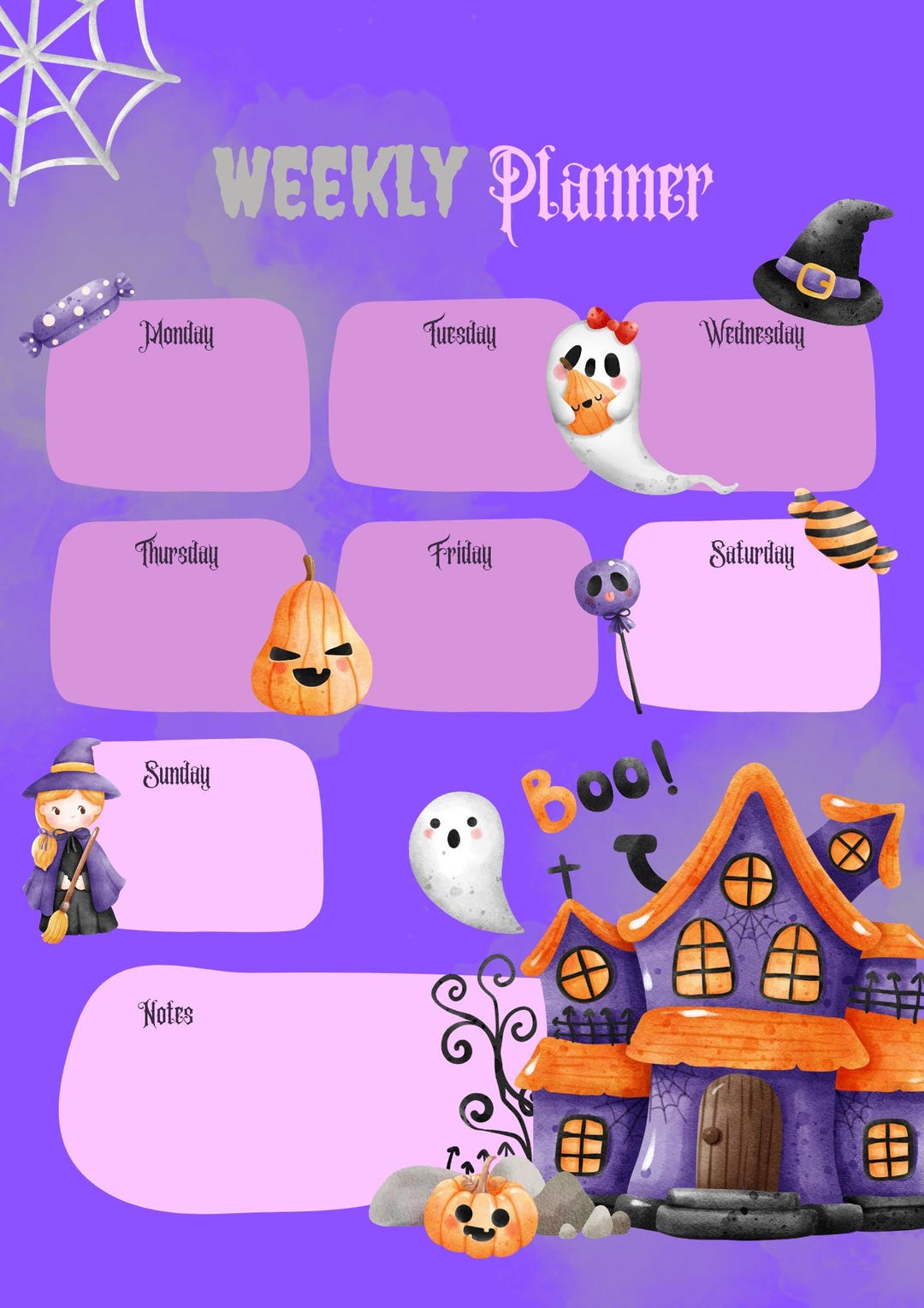 Halloween Weekly Planner | Cute Printable Planner Page | Spooky Witch ...