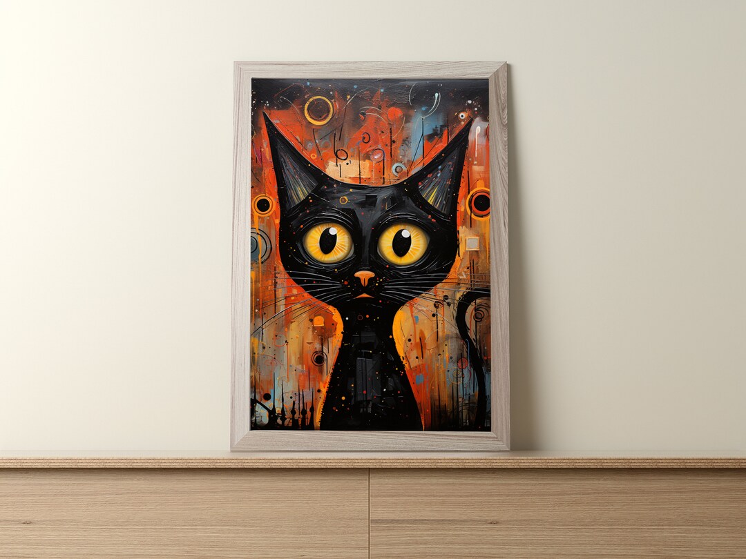 Abstract Black Cat Portrait, Funny Cat, Kitten, Fun - Etsy