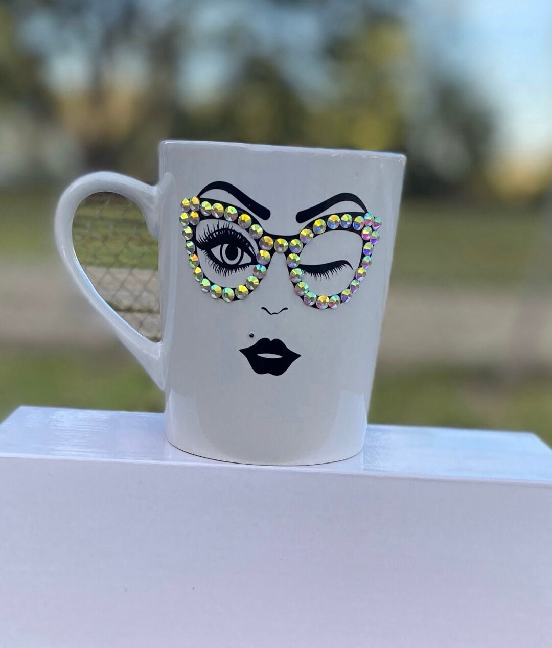 Winking Bling Coffee Mug With Mole - Etsy