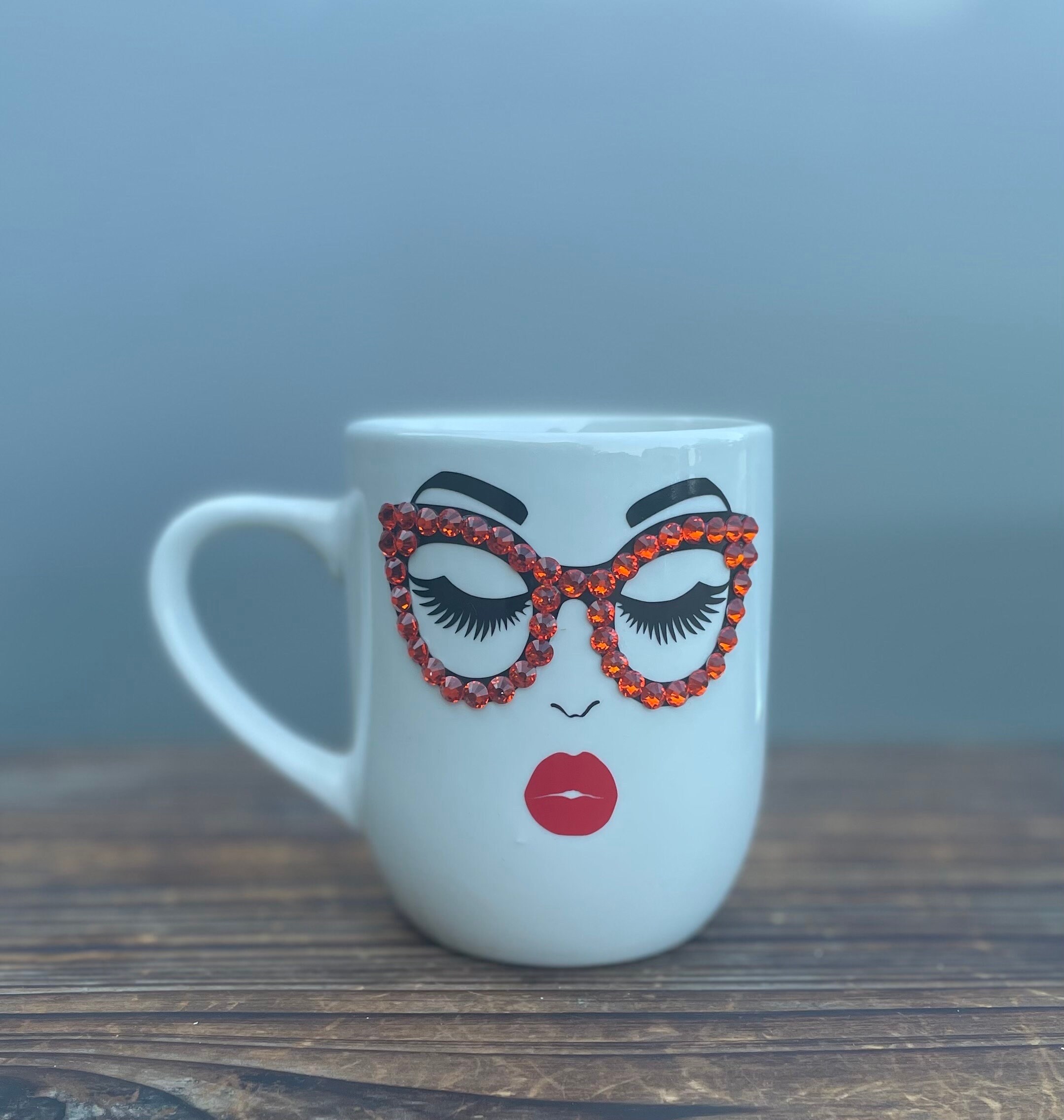 Bling Eyeglass Mug Red Bling Eye Glasses Coffee Mug Unique T Etsy