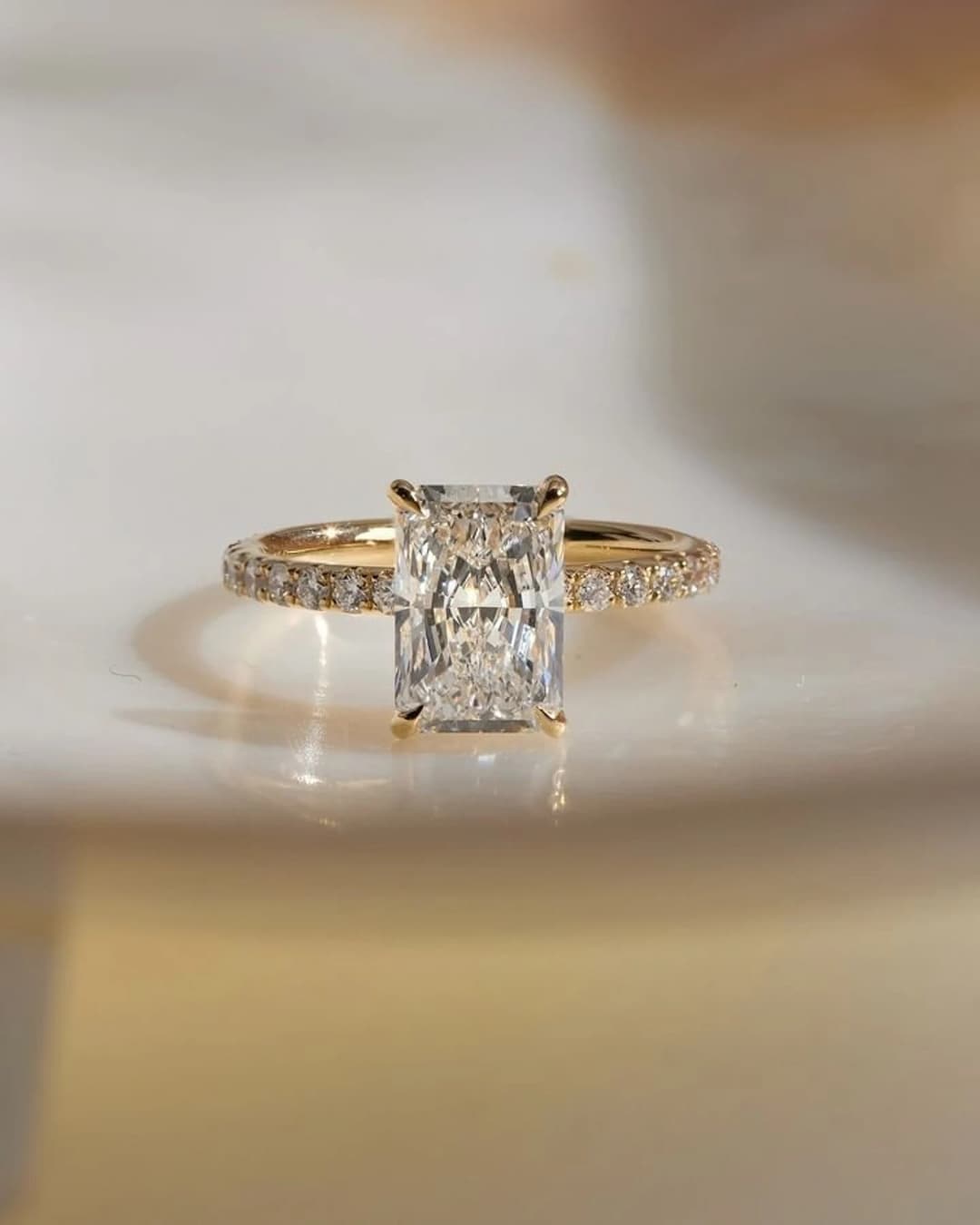 2 Ct Lab Diamond Radiant Cut Engagement Ring, Solid Gold Prapose Ring ...