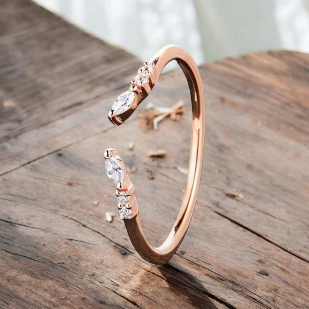 Open Rose Gold Bangle Bracelet | Modern Diamond Cluster Cuff ...