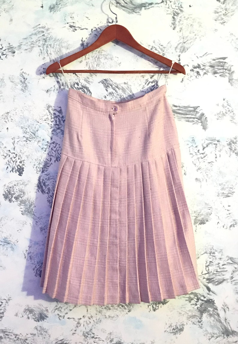 Vintage Pink Pleated Midi Skirt Etsy