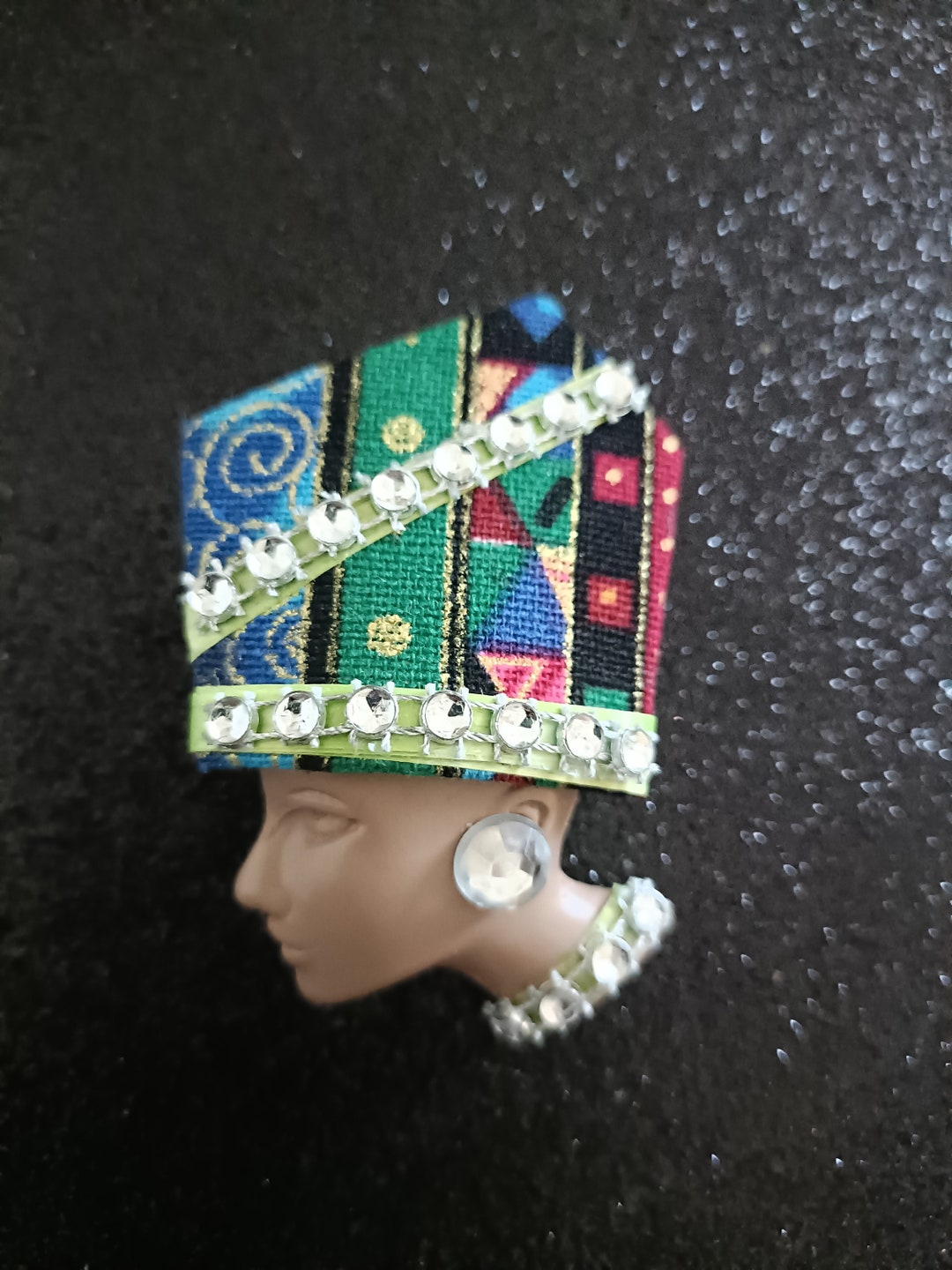 Afridia Lady Face Brooch African Head Wrap Brooch Faux Rhinestone ...