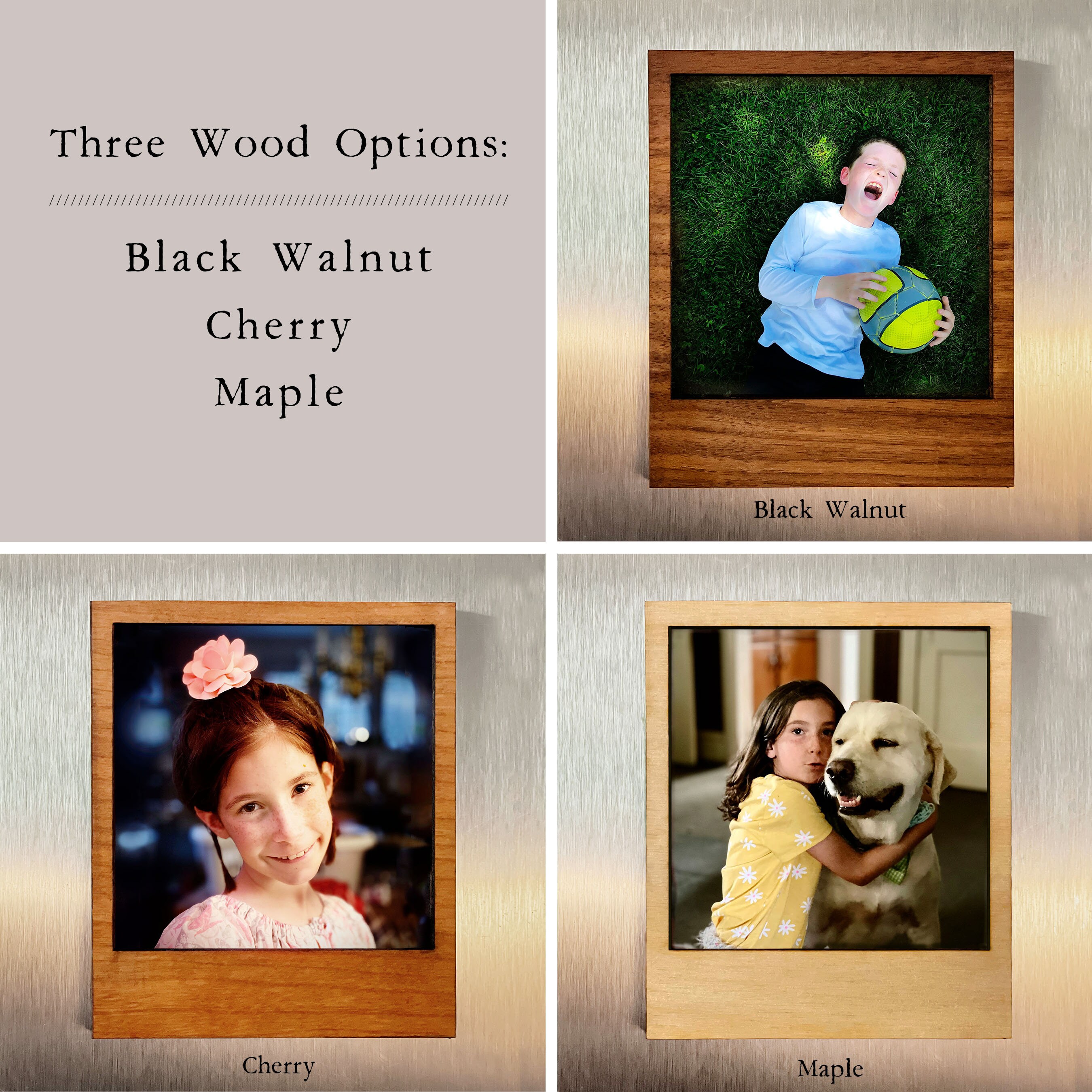 Wood 'polaroid' Frame, Magnetic, With Ferromagnetic Hanging Tape - Etsy