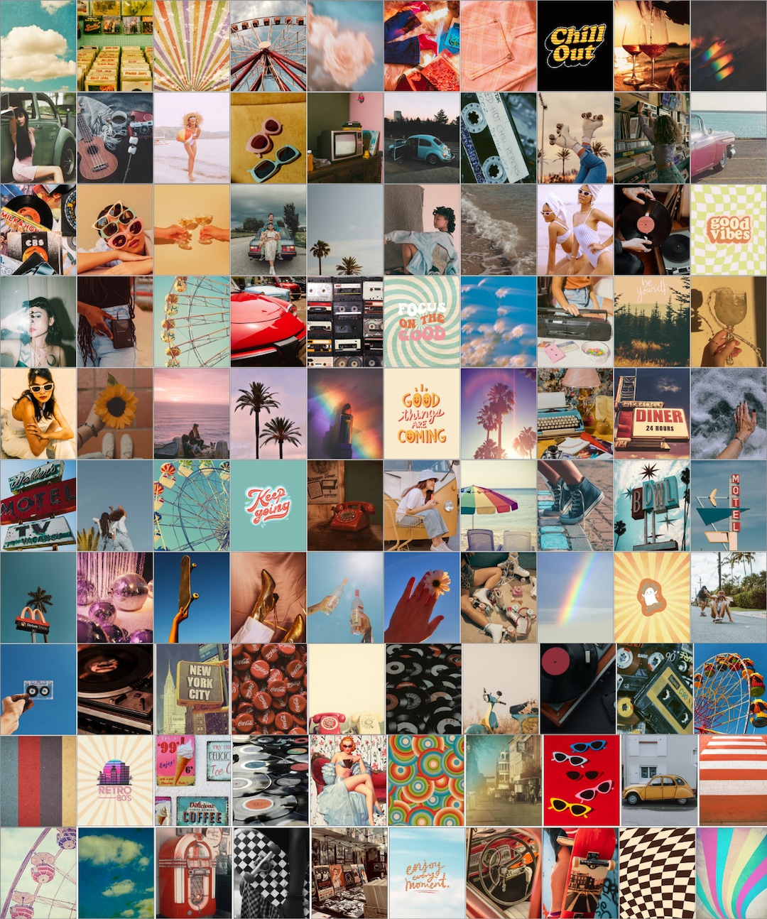 100 Vintage Retro Wall Collage Kit Retro Wall Collage Kit - Etsy