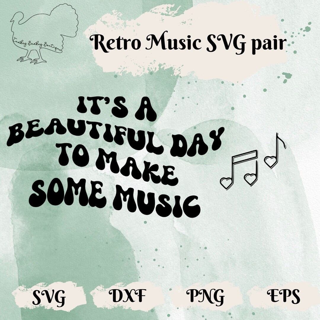Wavy Text Retro Music Note SVG File | Retro Groovy Music Note SVG File ...