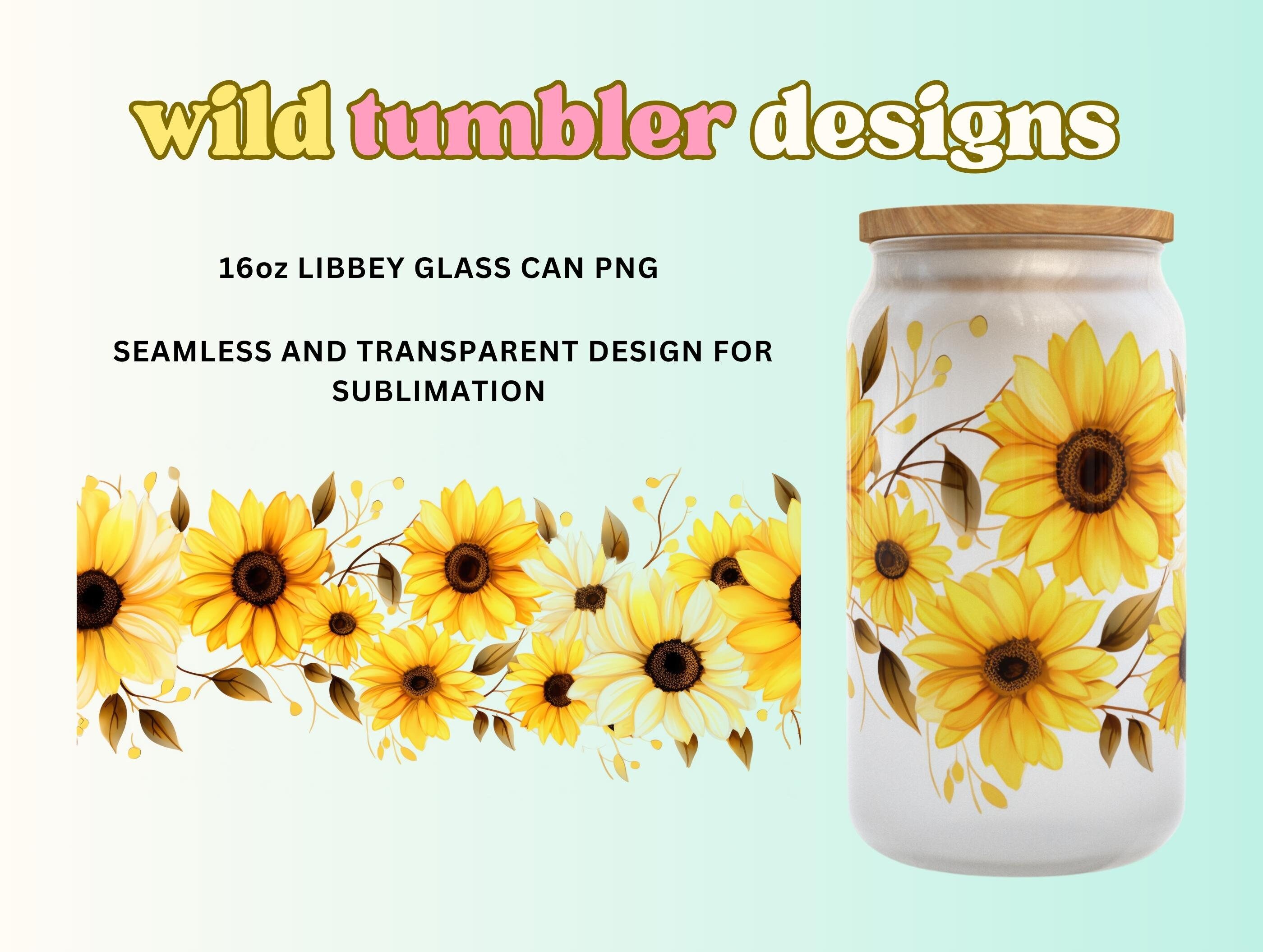 Sunflowers PNG Sunflowers Libbey Wrap 16oz Libbey Glass Can Design ...