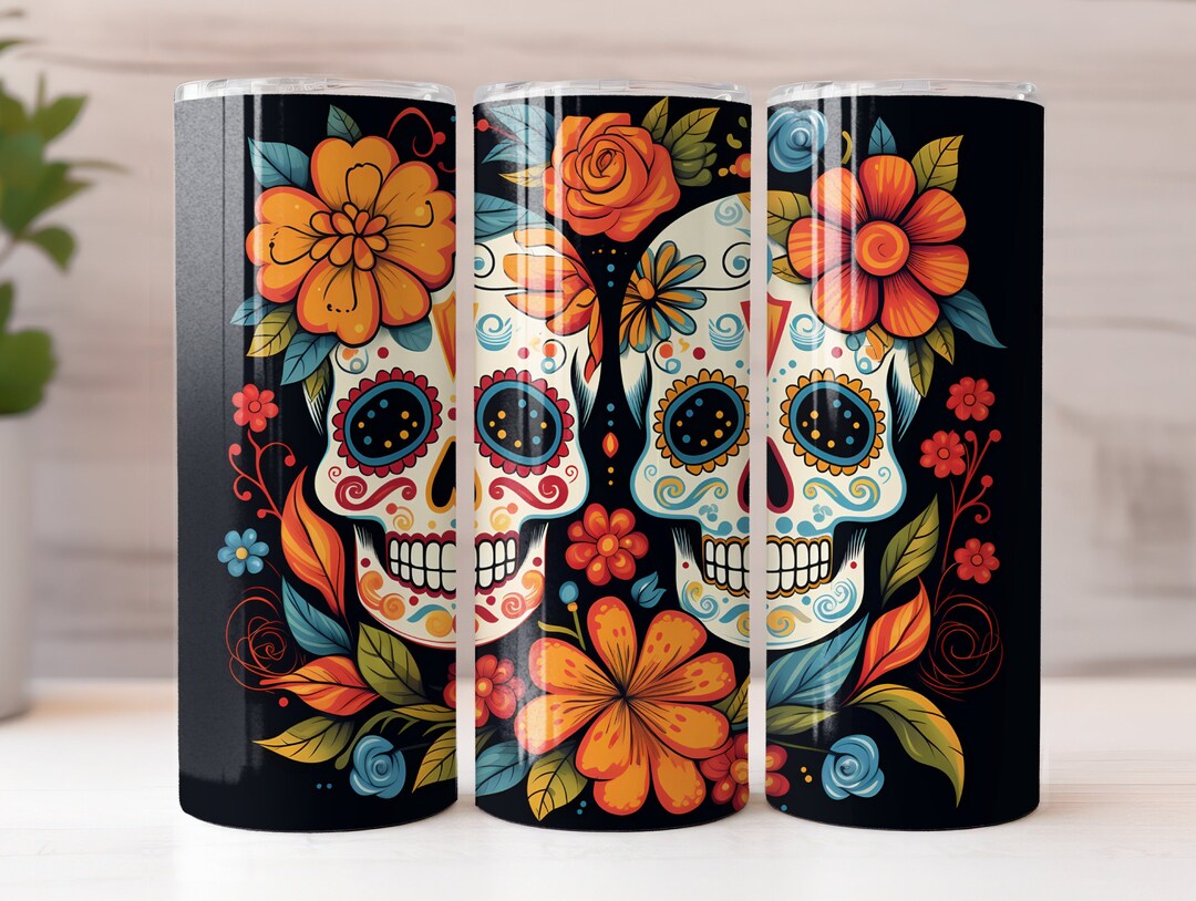 Day of the Dead Wrap Día De Muertos PNG Sugar Skulls - Etsy