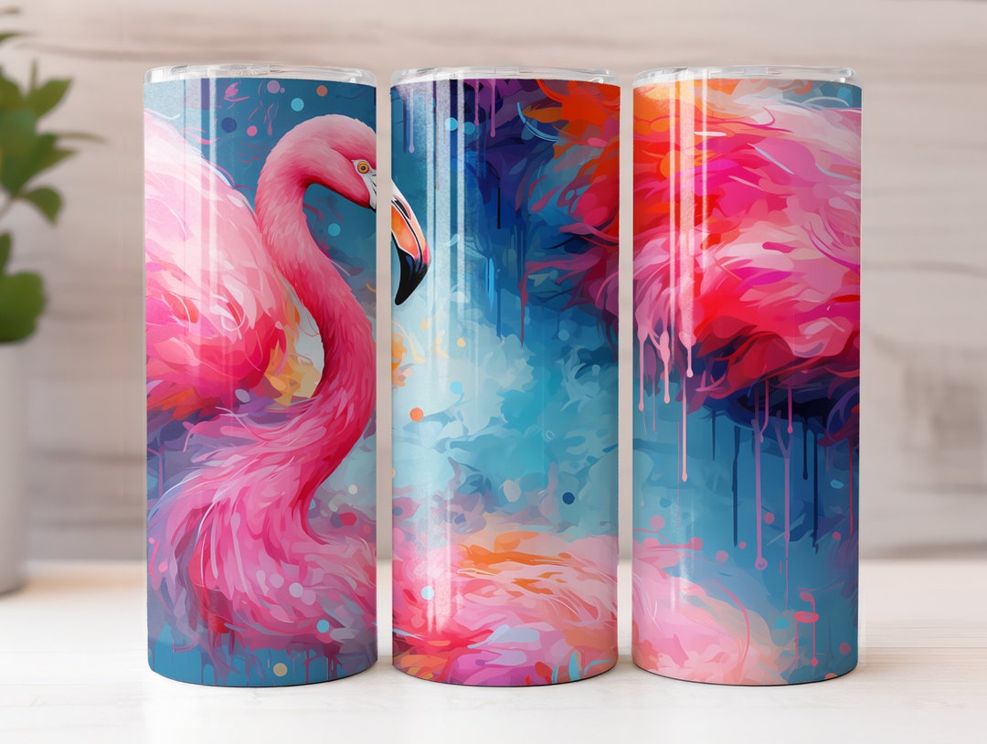 Flamingo Abstract Art Bird PNG 20 Oz Straight Skinny Tumbler Design for ...