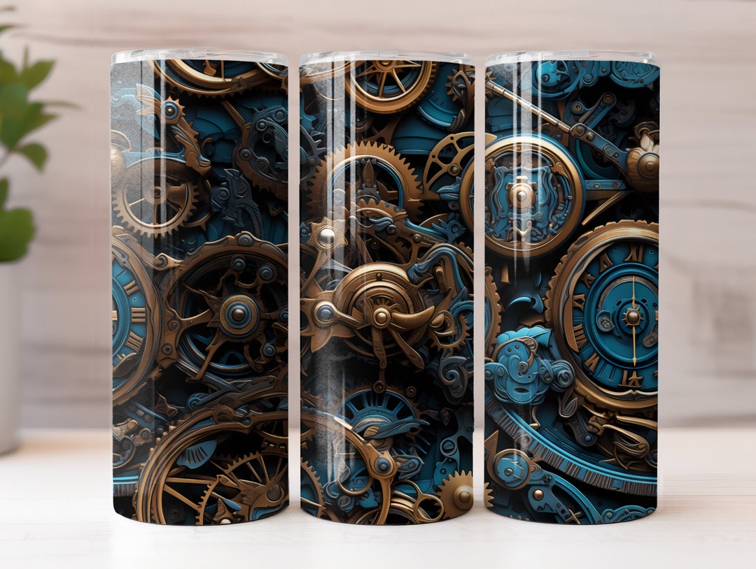 Steampunk Pattern | Warped Cogs Wrap | Unique Gift | 20 Oz Straight ...
