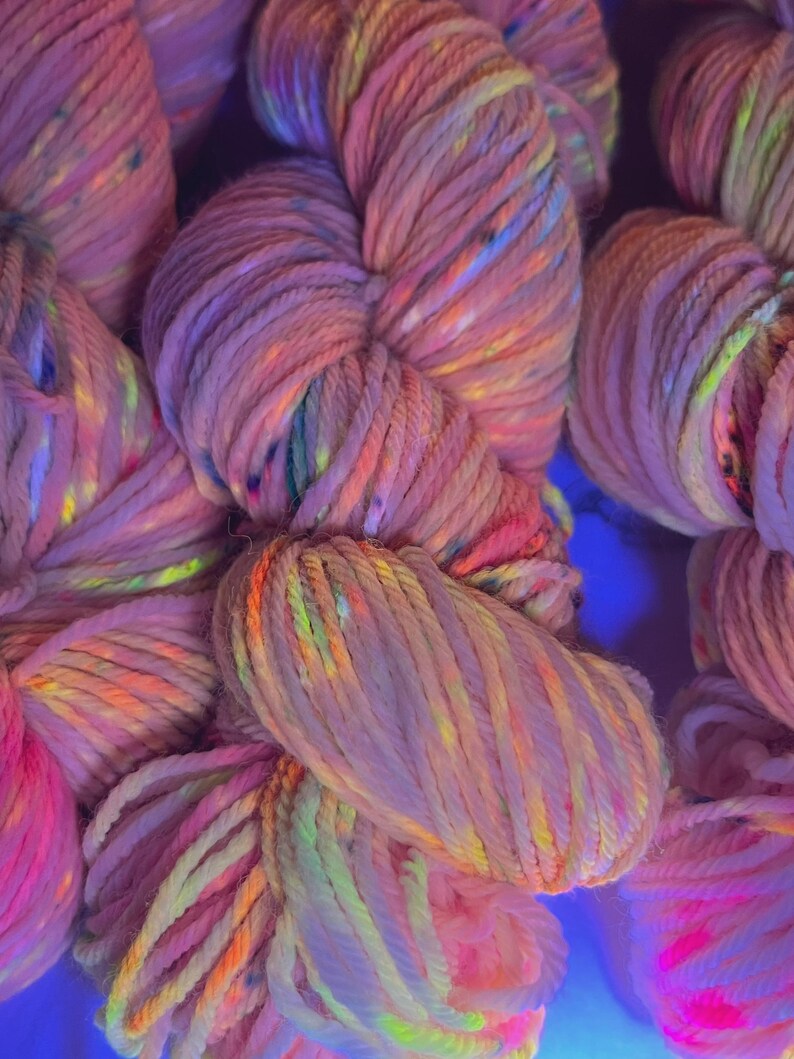 Neon Surprise - Superwash Merino Neon Hand-dyed Yarn. Blacklight ...