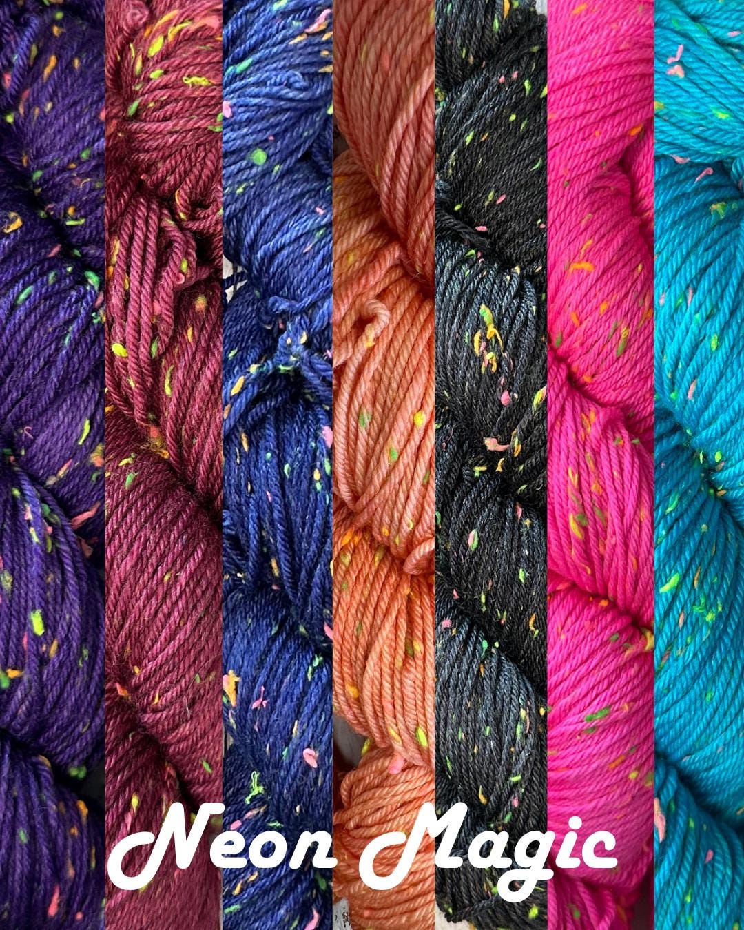 Neon Magic Tweed Yarn: Hand-dyed Superwash Merino DK or Fingering ...