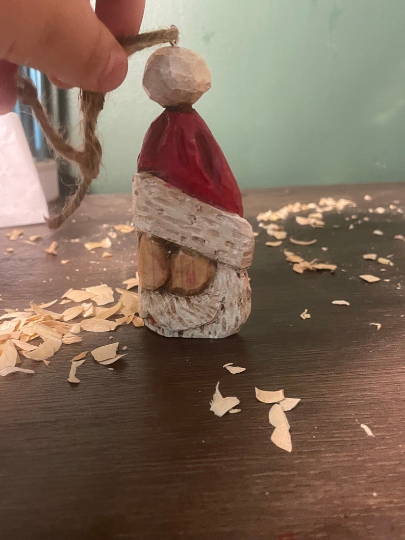 Custom Hand Carved Santa Head Ornament - Etsy