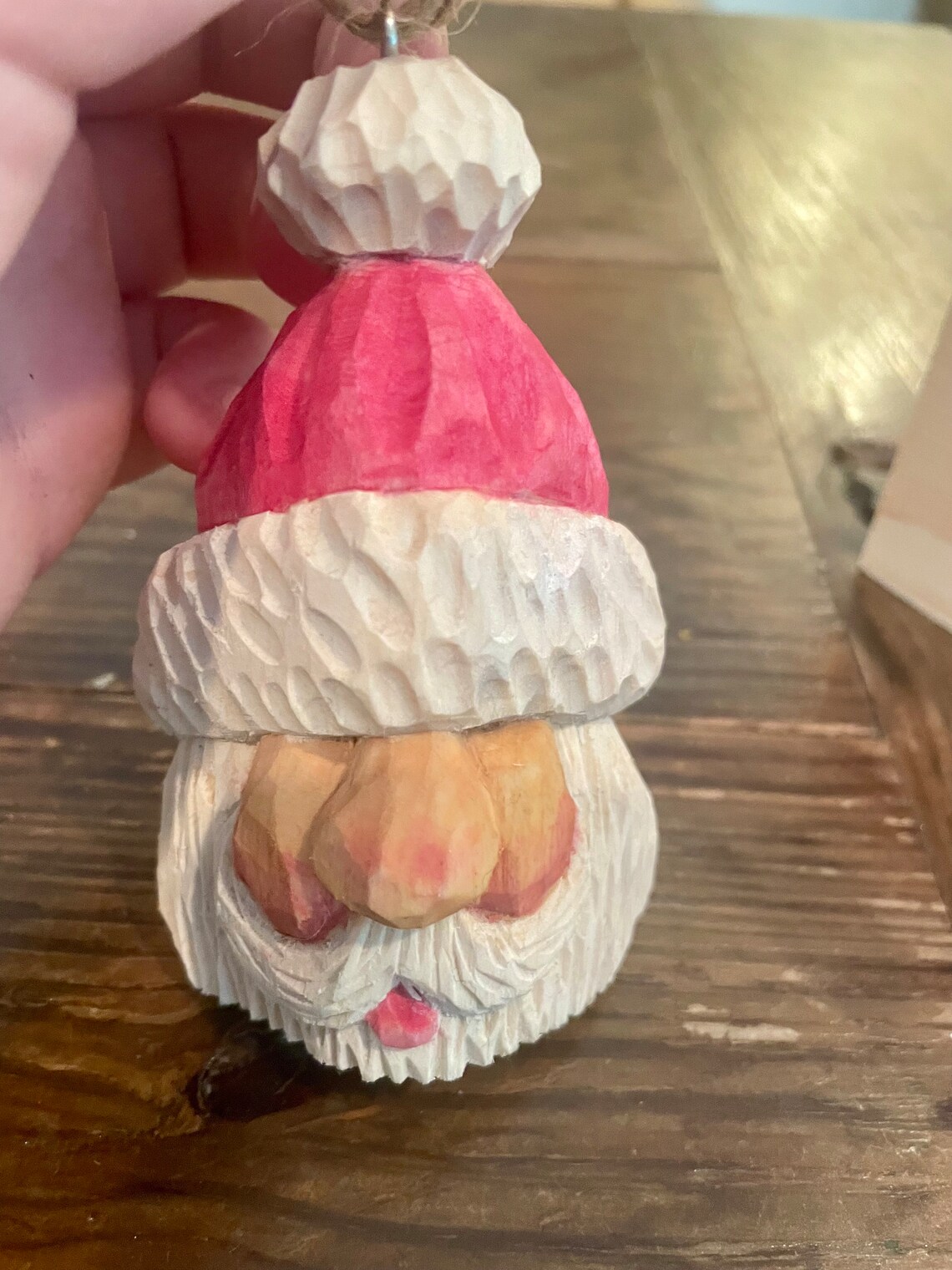 Custom Hand Carved Santa Head Ornament - Etsy