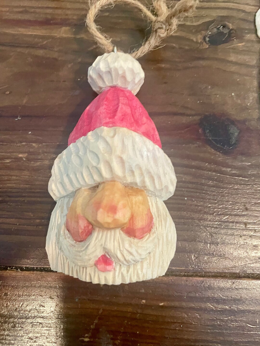 Custom Hand Carved Santa Head Ornament - Etsy