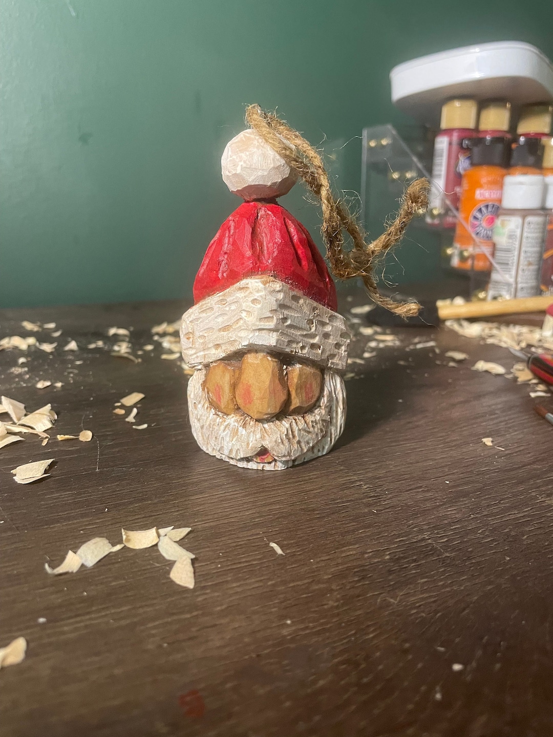 Custom Hand Carved Santa Head Ornament - Etsy