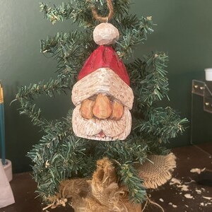Custom Hand Carved Santa Head Ornament - Etsy