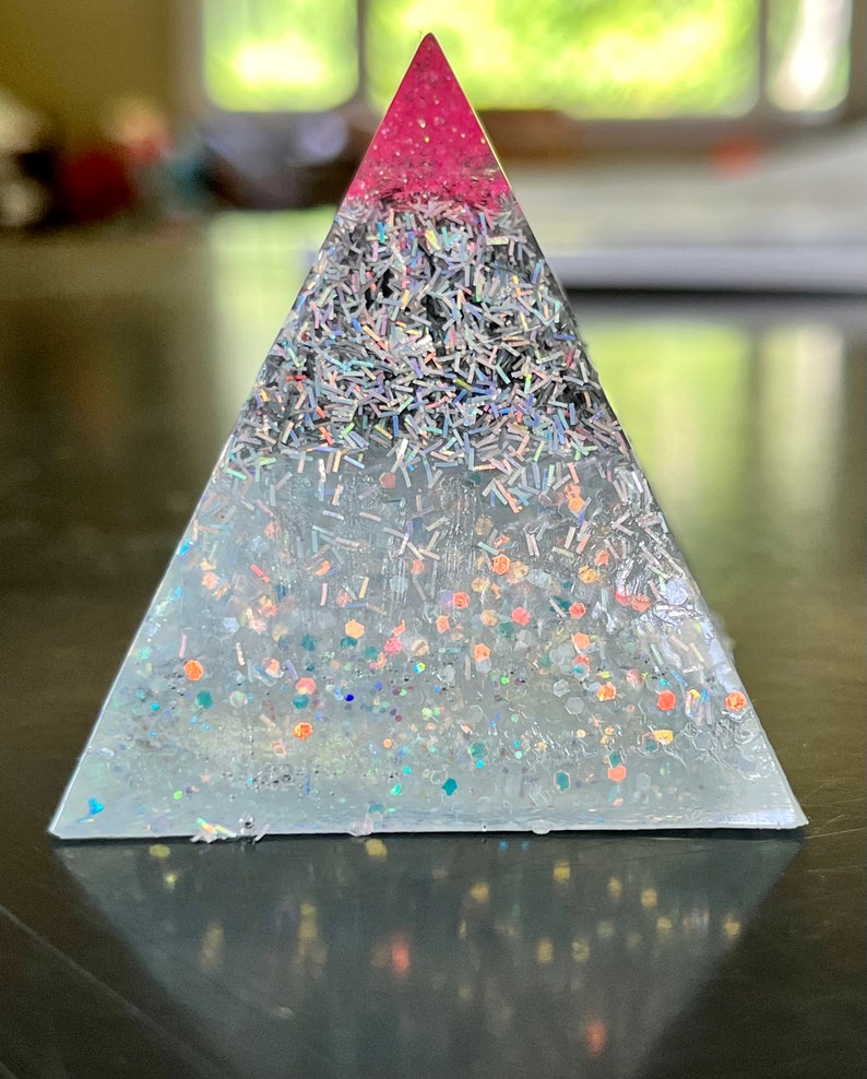 Glitter Resin Pyramid Paperweight - Etsy