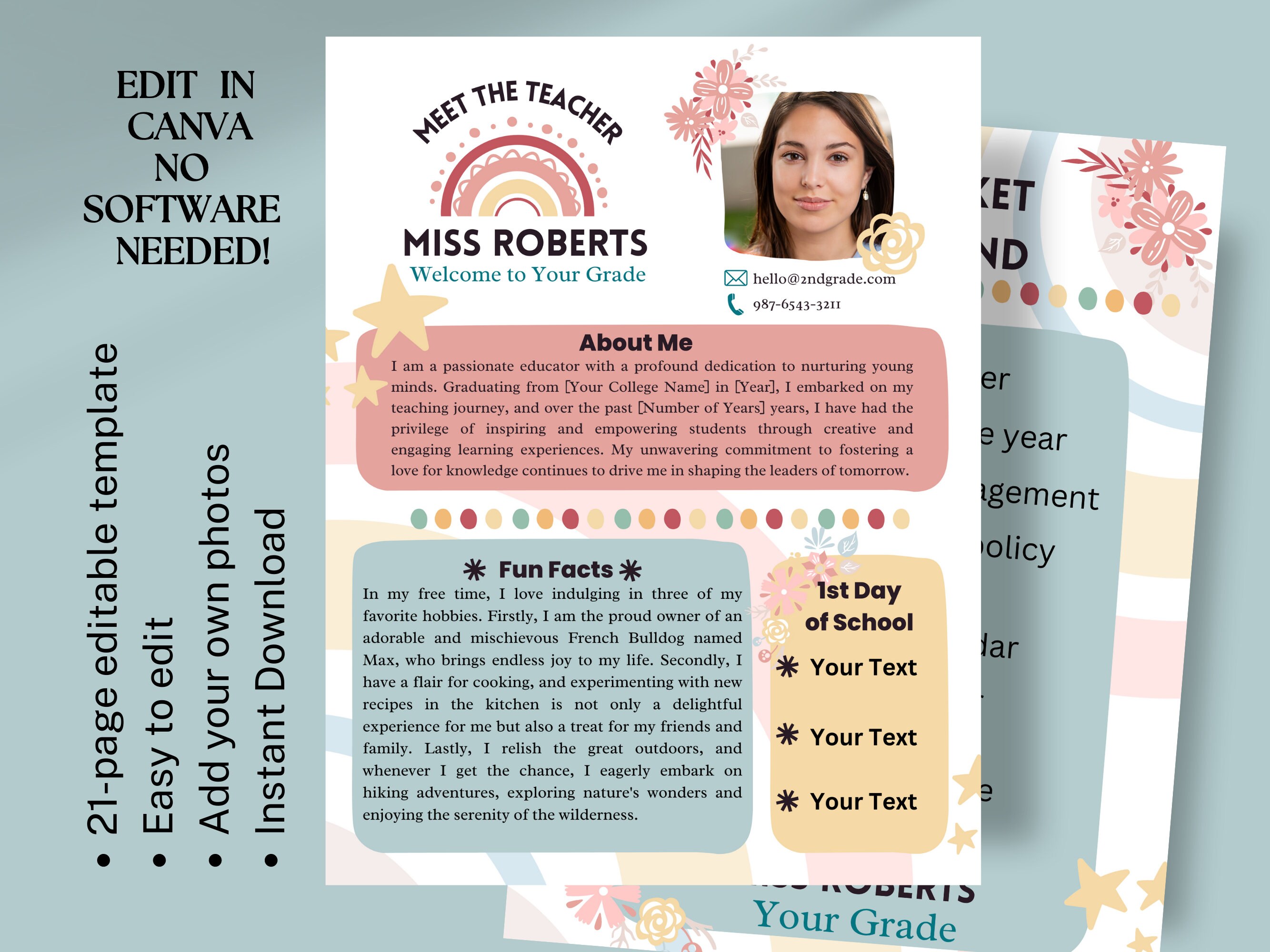 Meet the Teacher Teacher Template Teacher Resources - Etsy