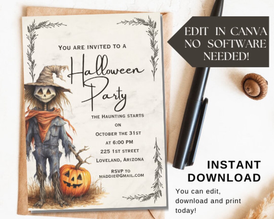 Digital Vintage Halloween Postcard, Printable Halloween Card, Retro ...