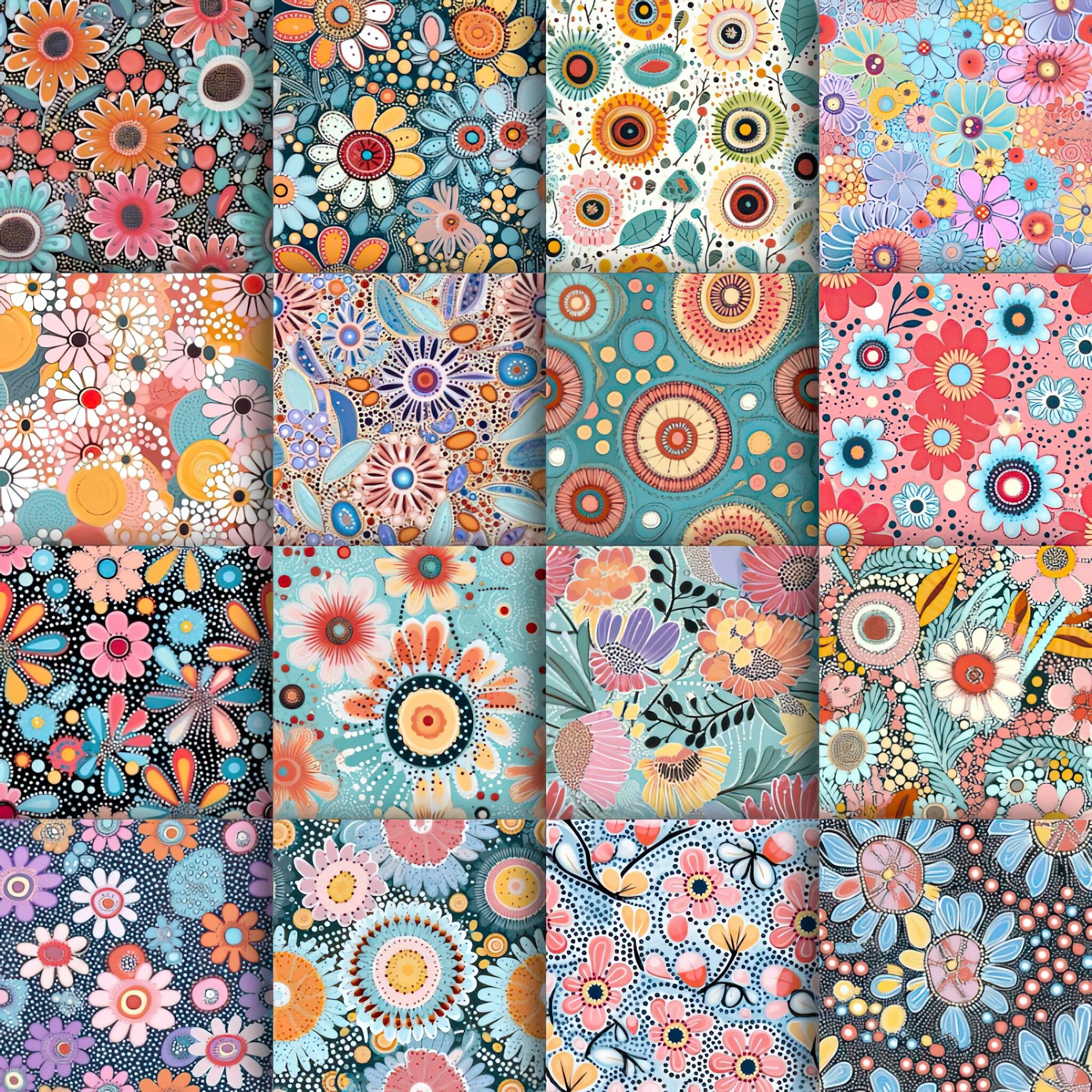 Aboriginal Dot Floral Patterns Digital Paper 1 - Etsy Australia
