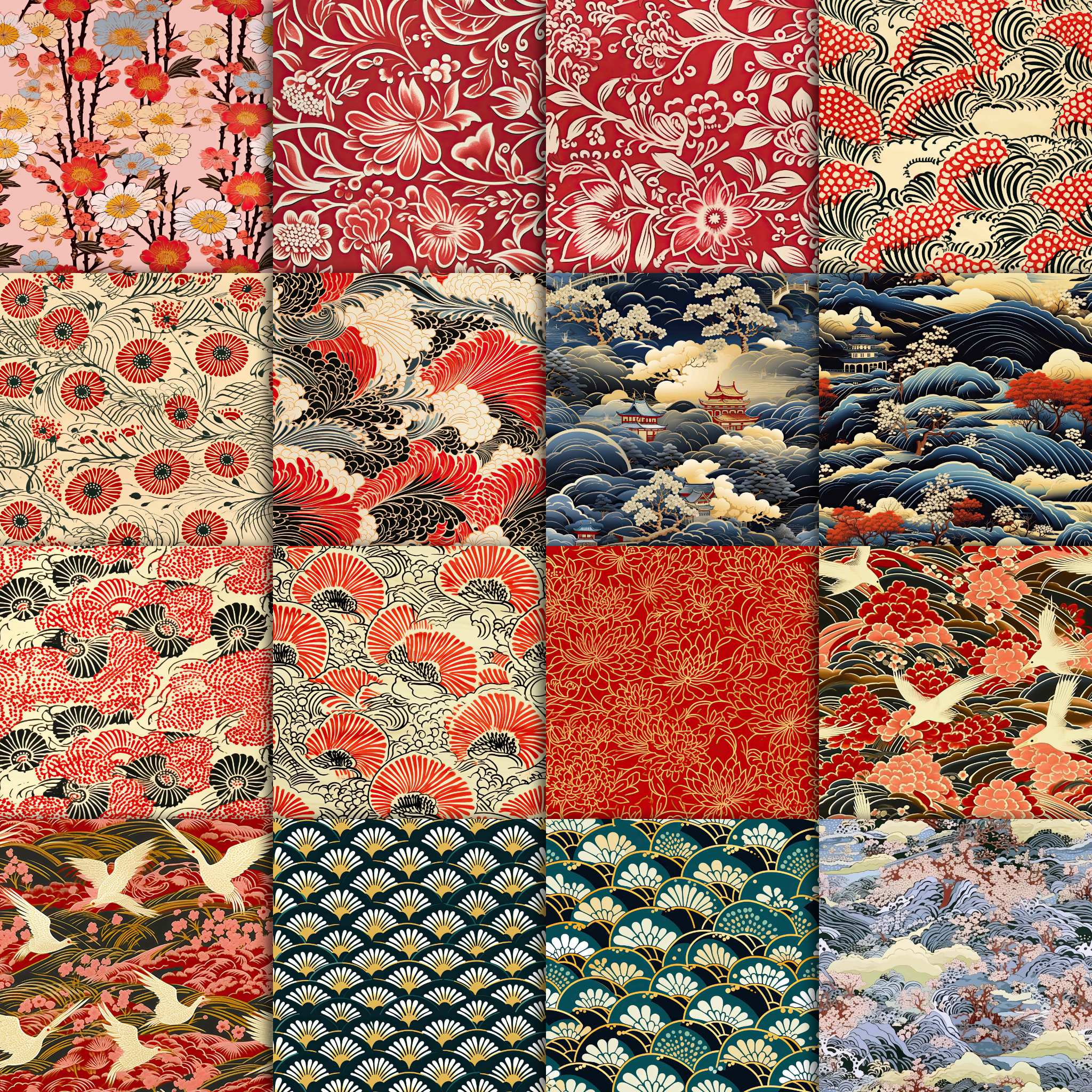 Japanese Chiyogami Patterns 1 - Japanese Chiyogami Digital Paper - Etsy