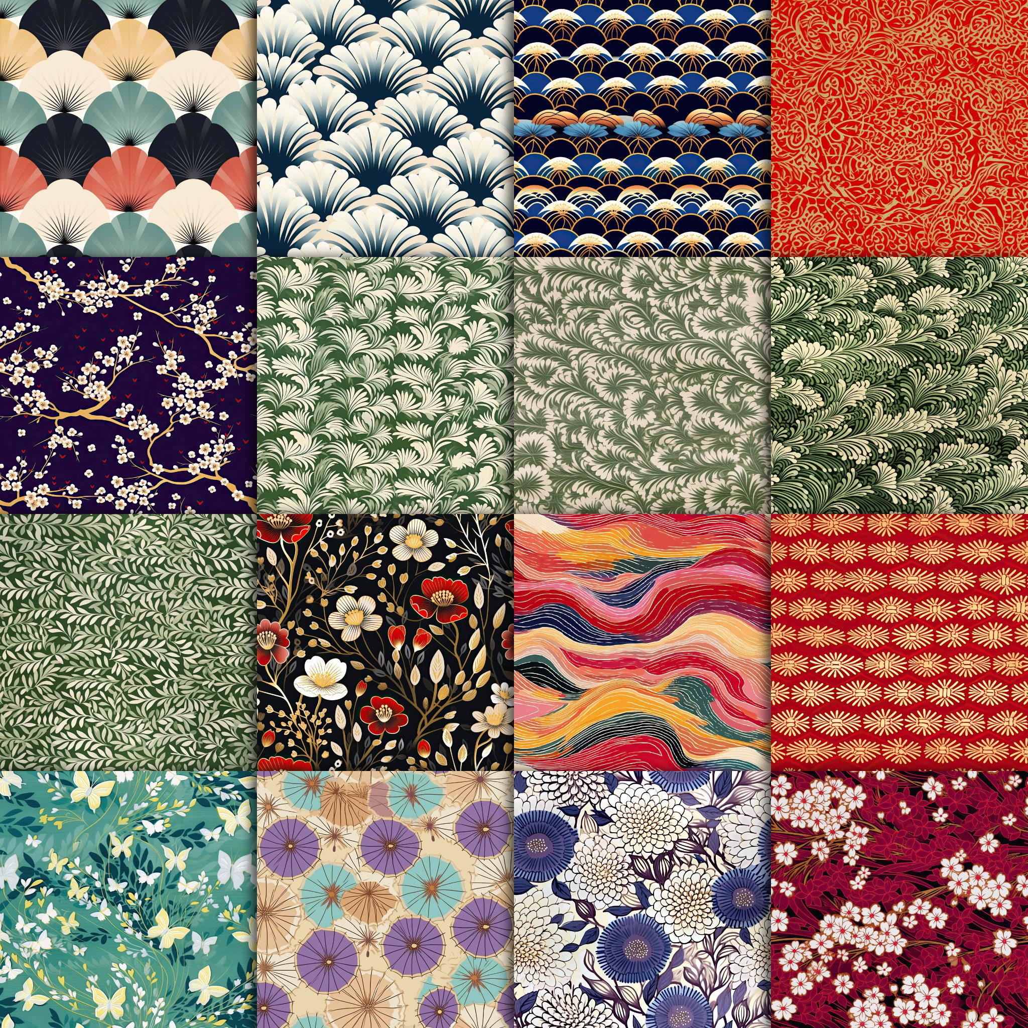 Japanese Multipack 1 Japanese Chiyogami Patterns Digital Paper - Etsy