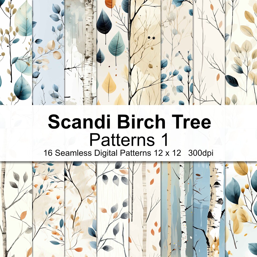 Scandi Birch Tree Patterns Digital Paper 1 - Etsy