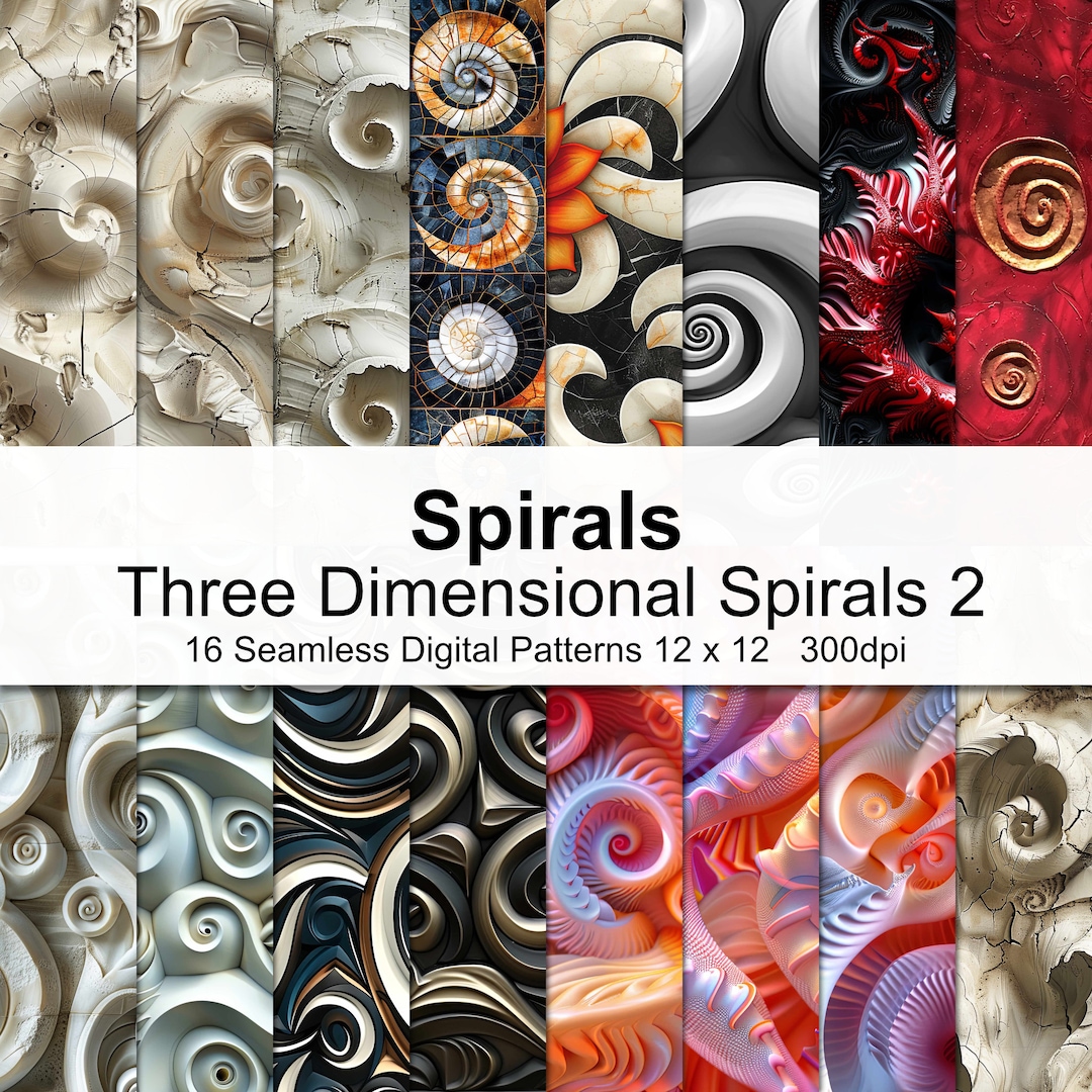 Bas-relief Spiral Patterns Digital Paper 2 - Etsy