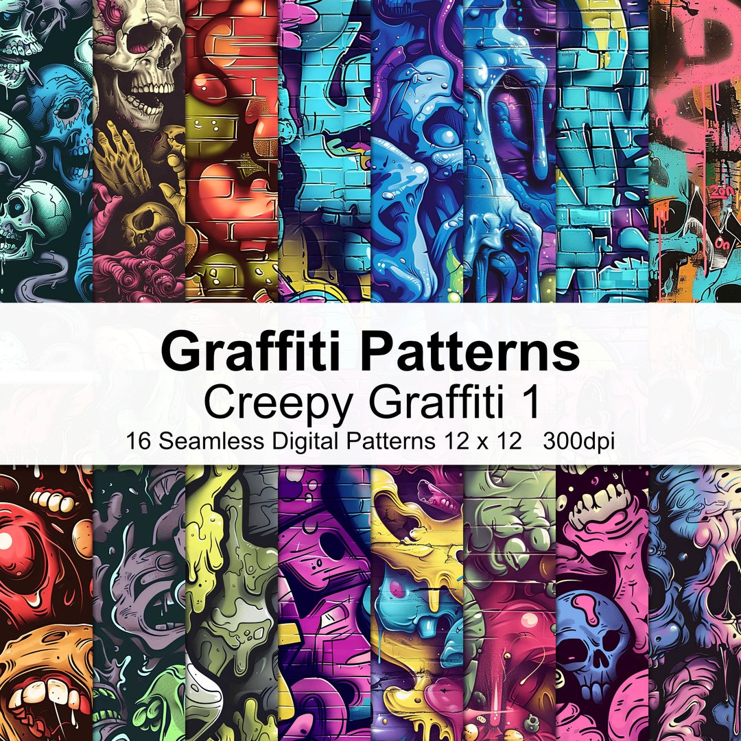 Creepy Graffiti Patterns Digital Paper 1 - Etsy