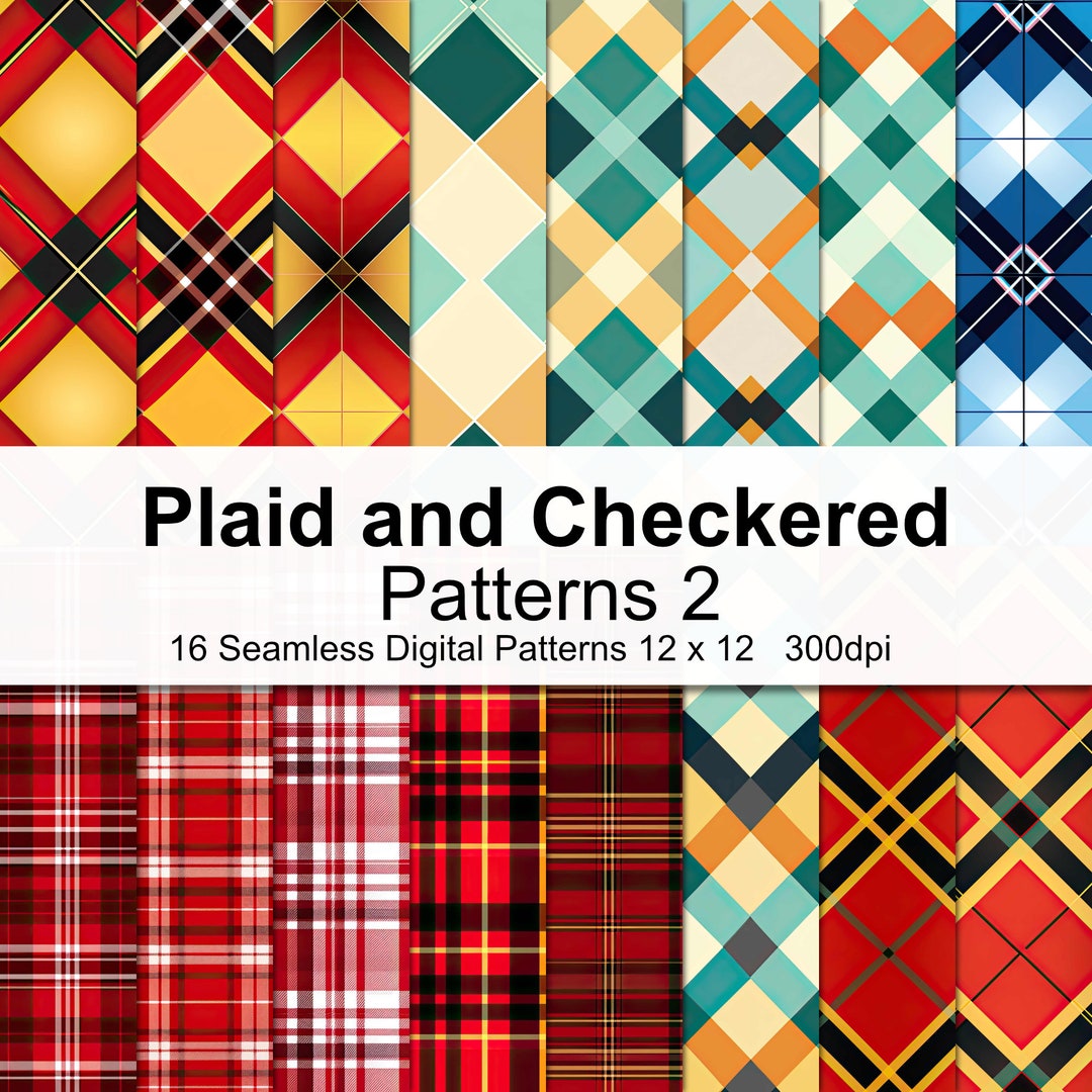 Plaid & Checkered Patterns Digital Paper 2 - Etsy